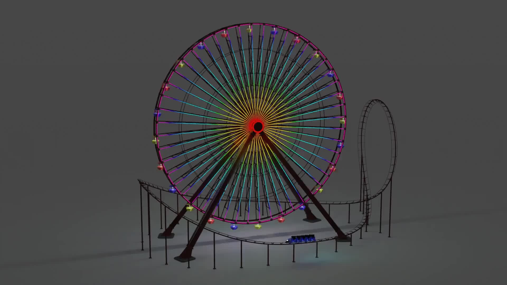 ArtStation - Ferris Wheel and Roller Coaster