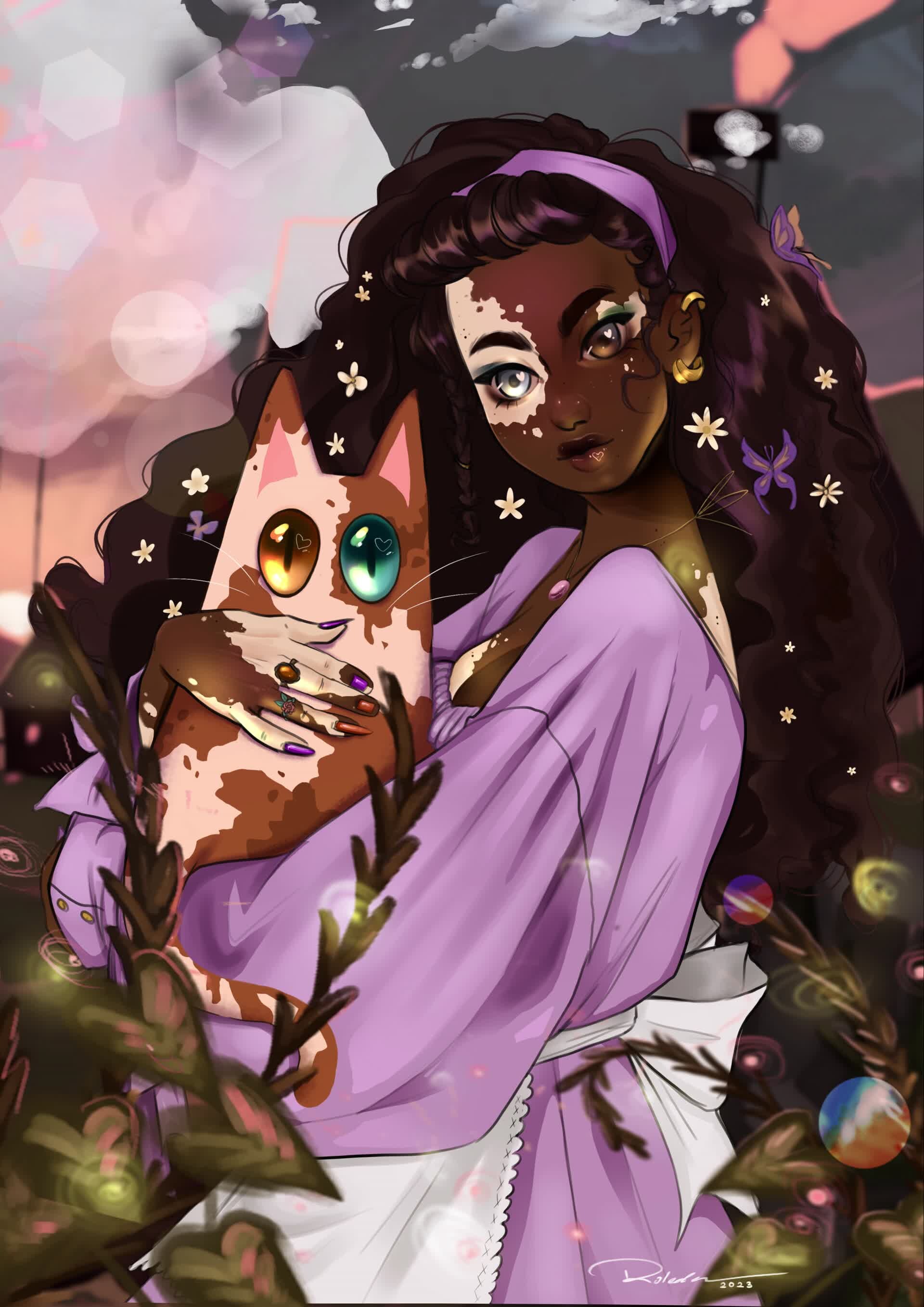 ArtStation - Lady and her demon kitty