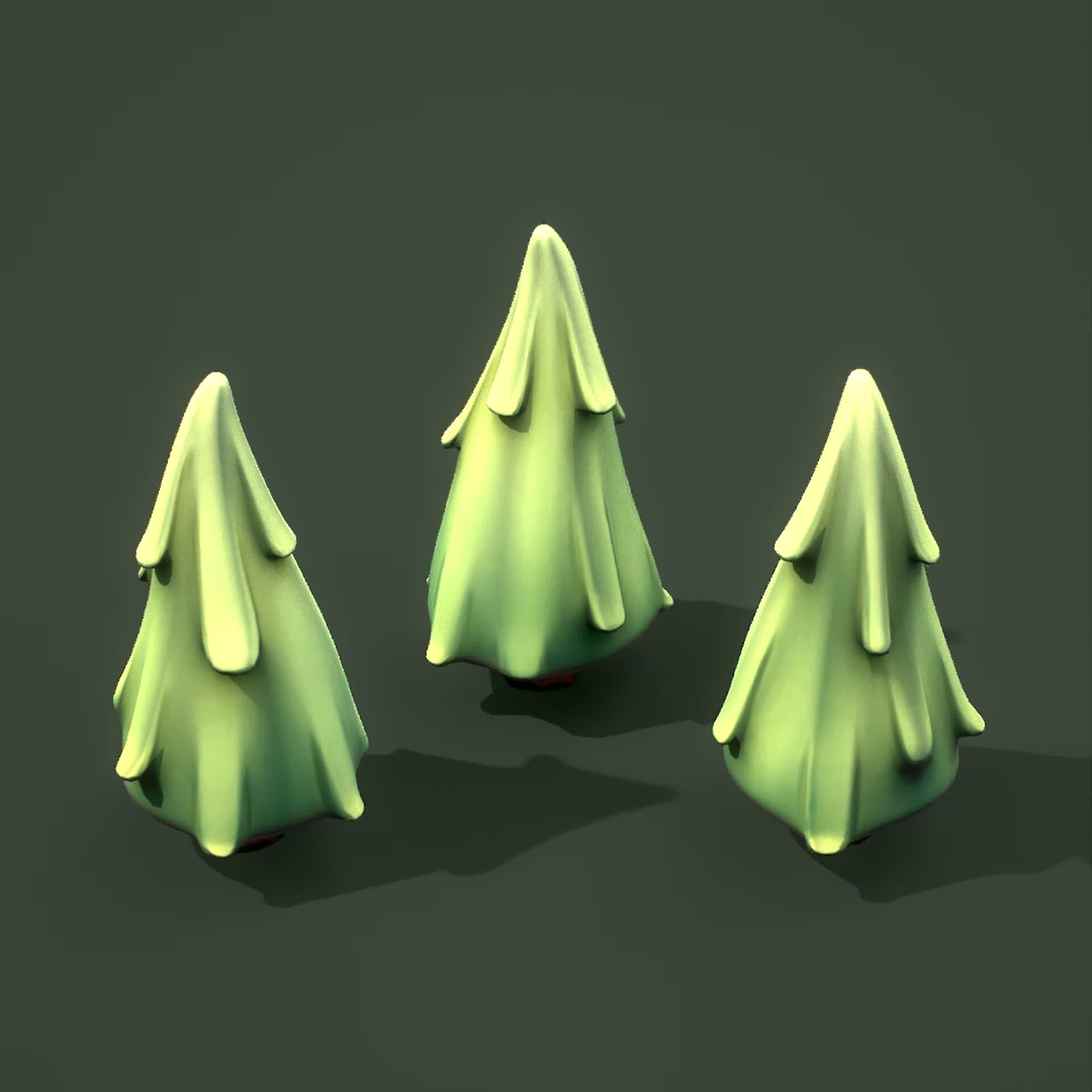 ArtStation - Stylized pines