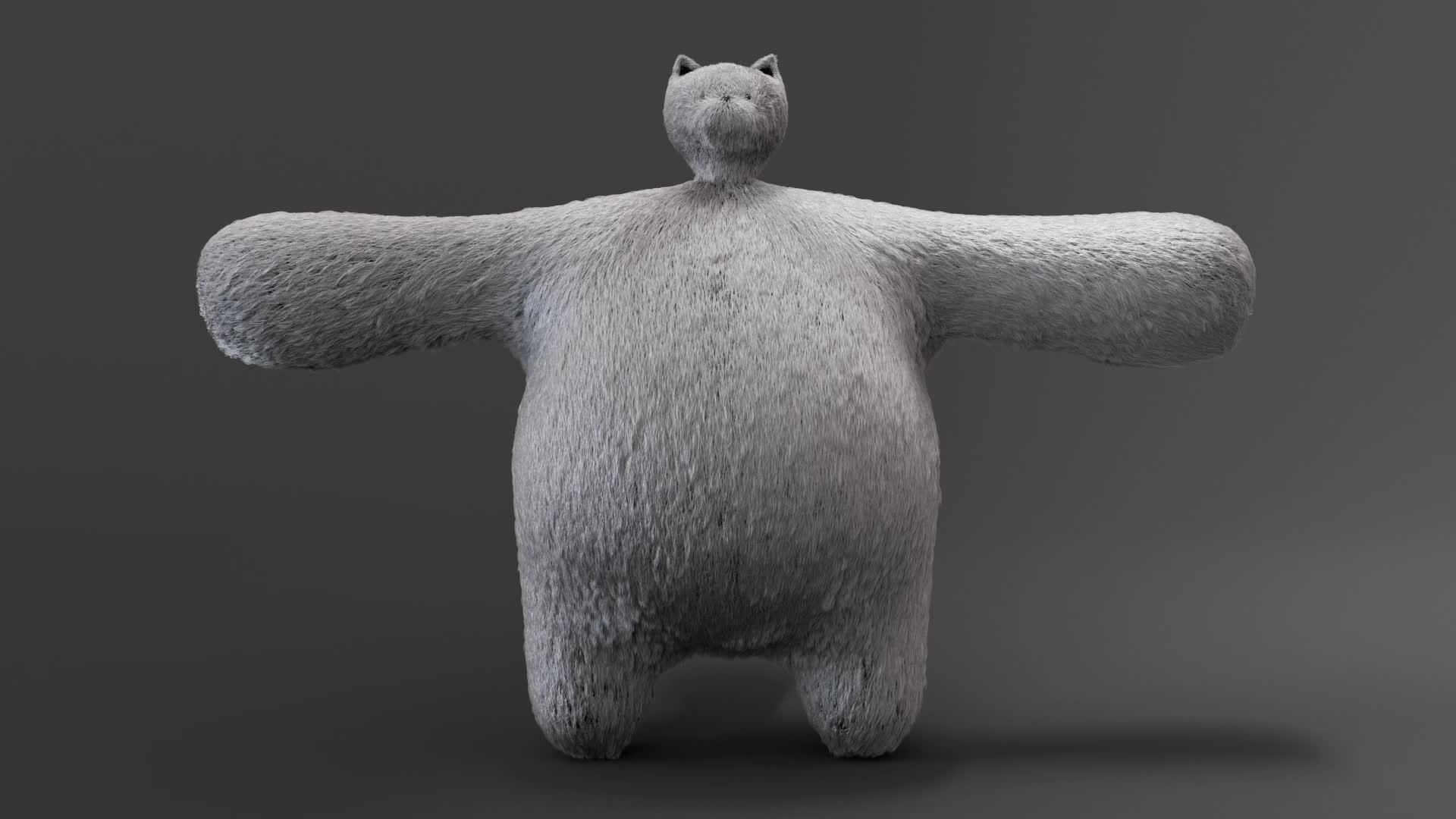 ArtStation - Large the Cat- Houdini Groom & Fur/Cloth Simulation