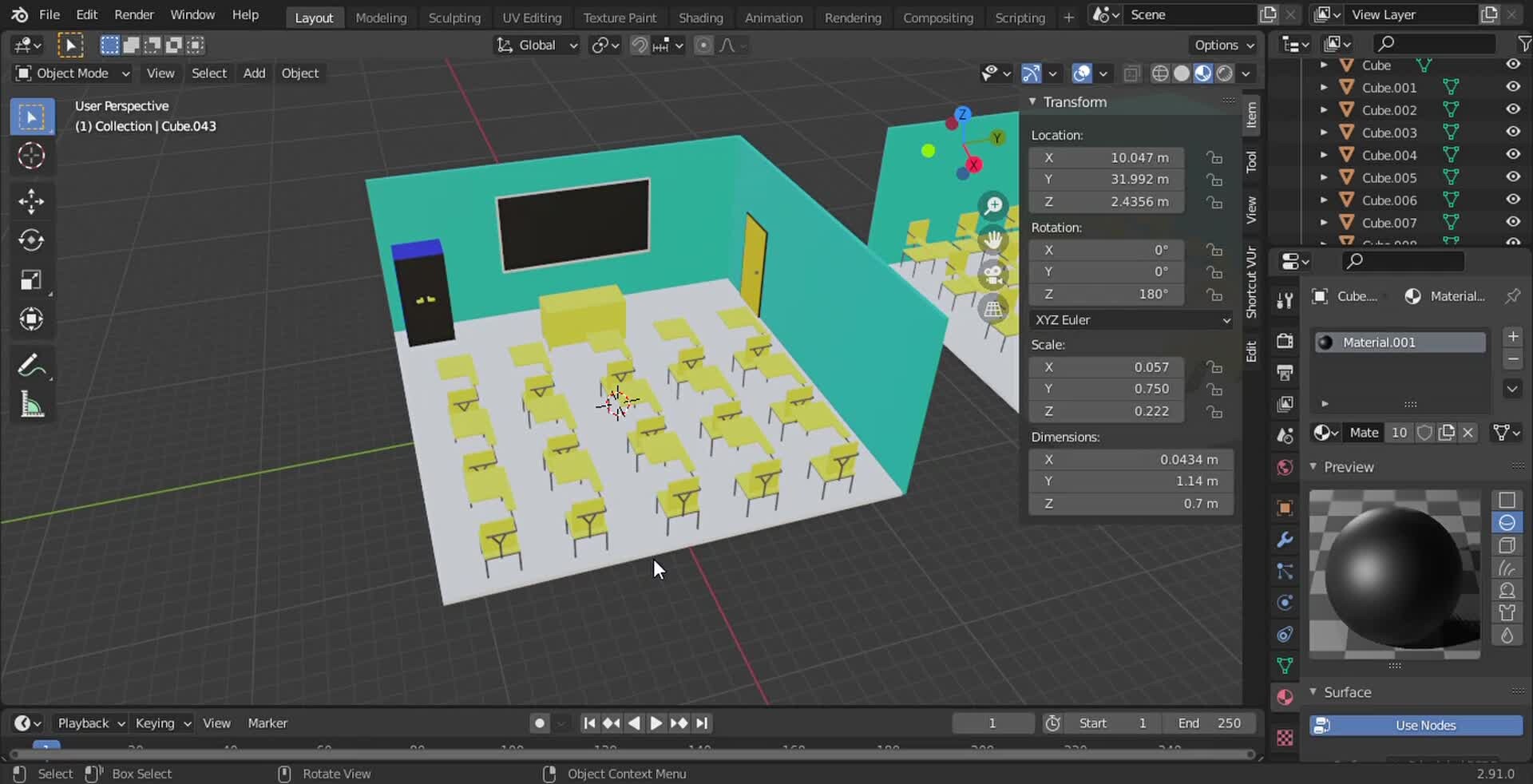 ArtStation - low poly 3d classroom