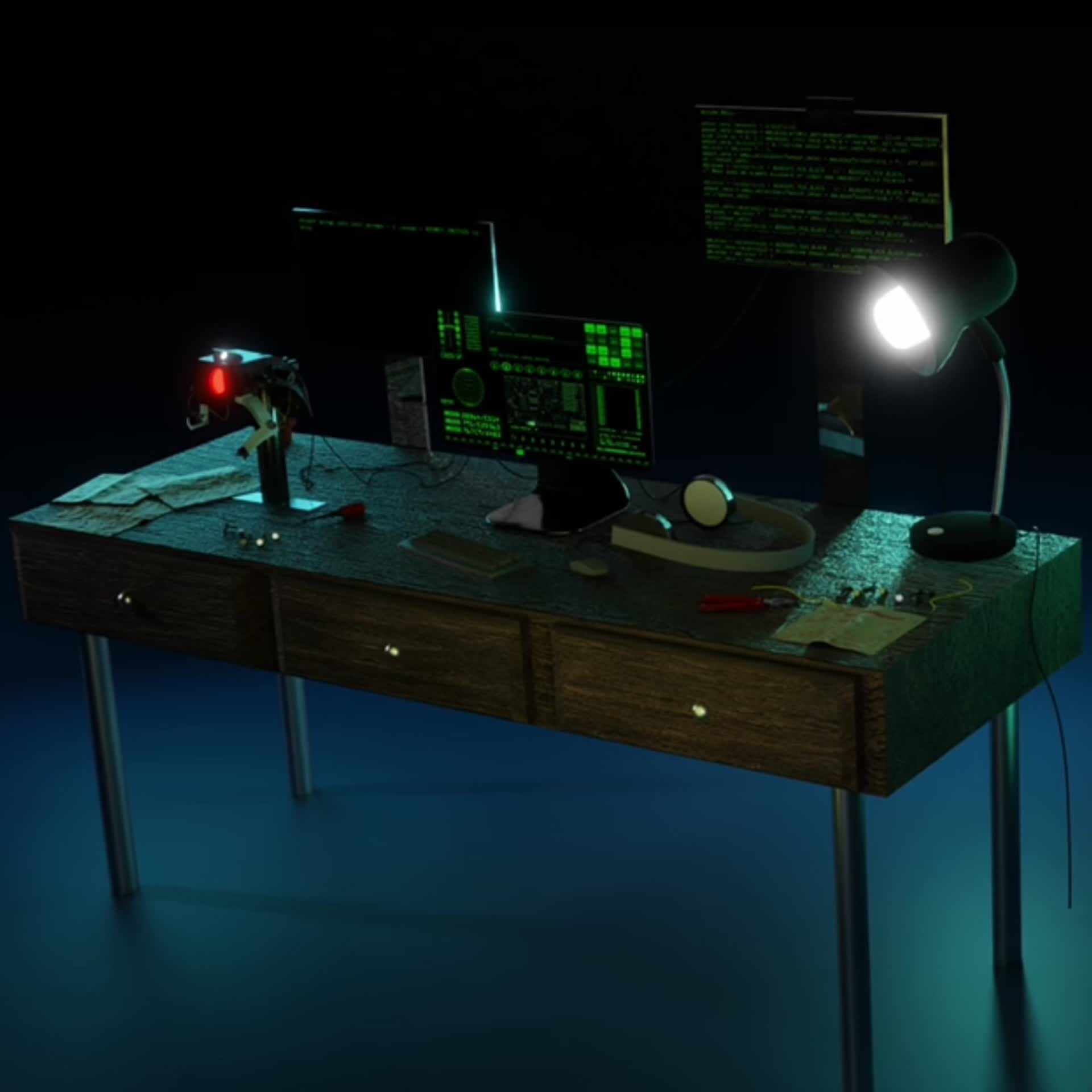 ArtStation - Cyberpunk desk
