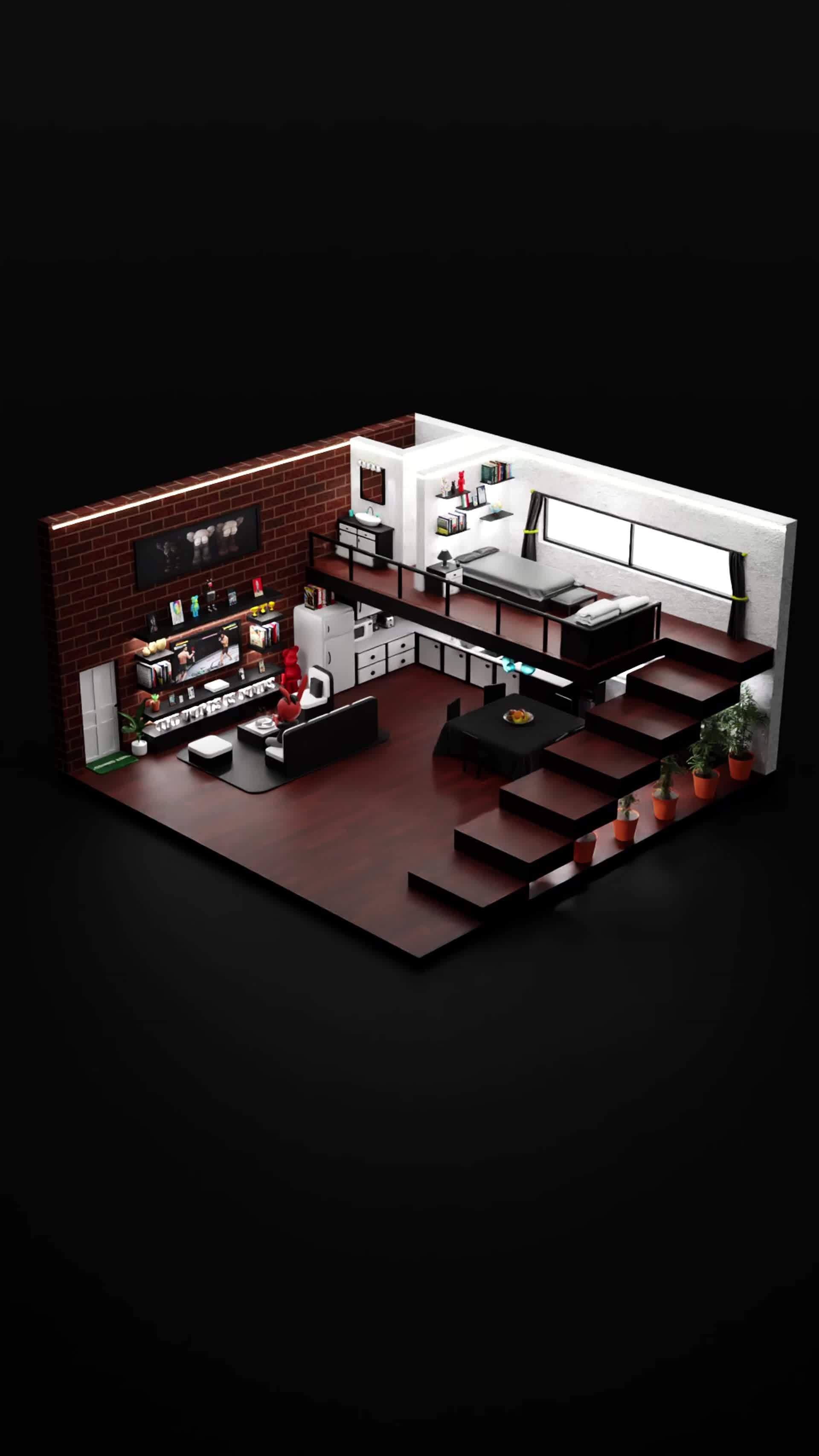 ArtStation - 3D COZY ISOMETRIC ROOM