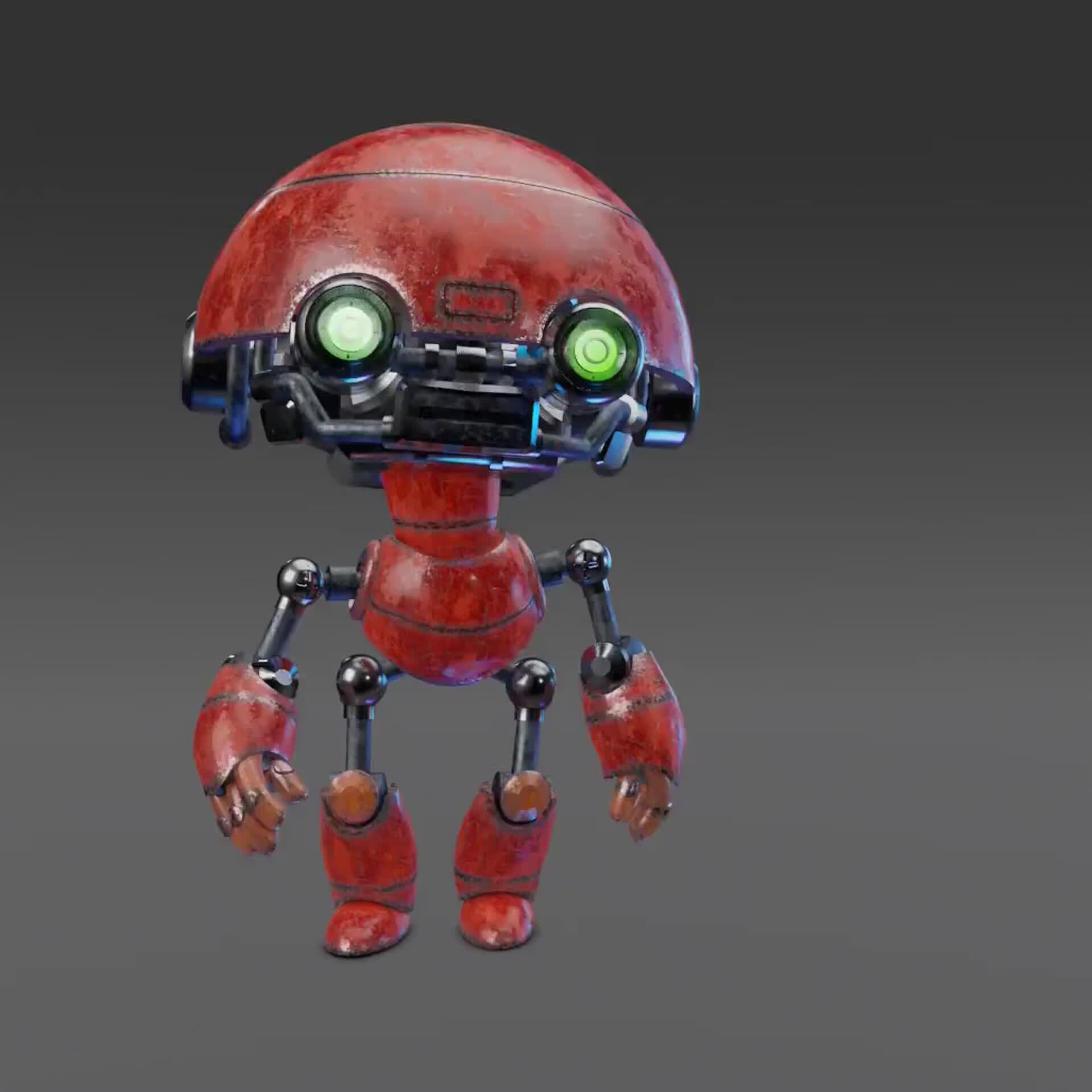 ArtStation - Red Robot( inspired by the artwork of Jake Parker -fixit)