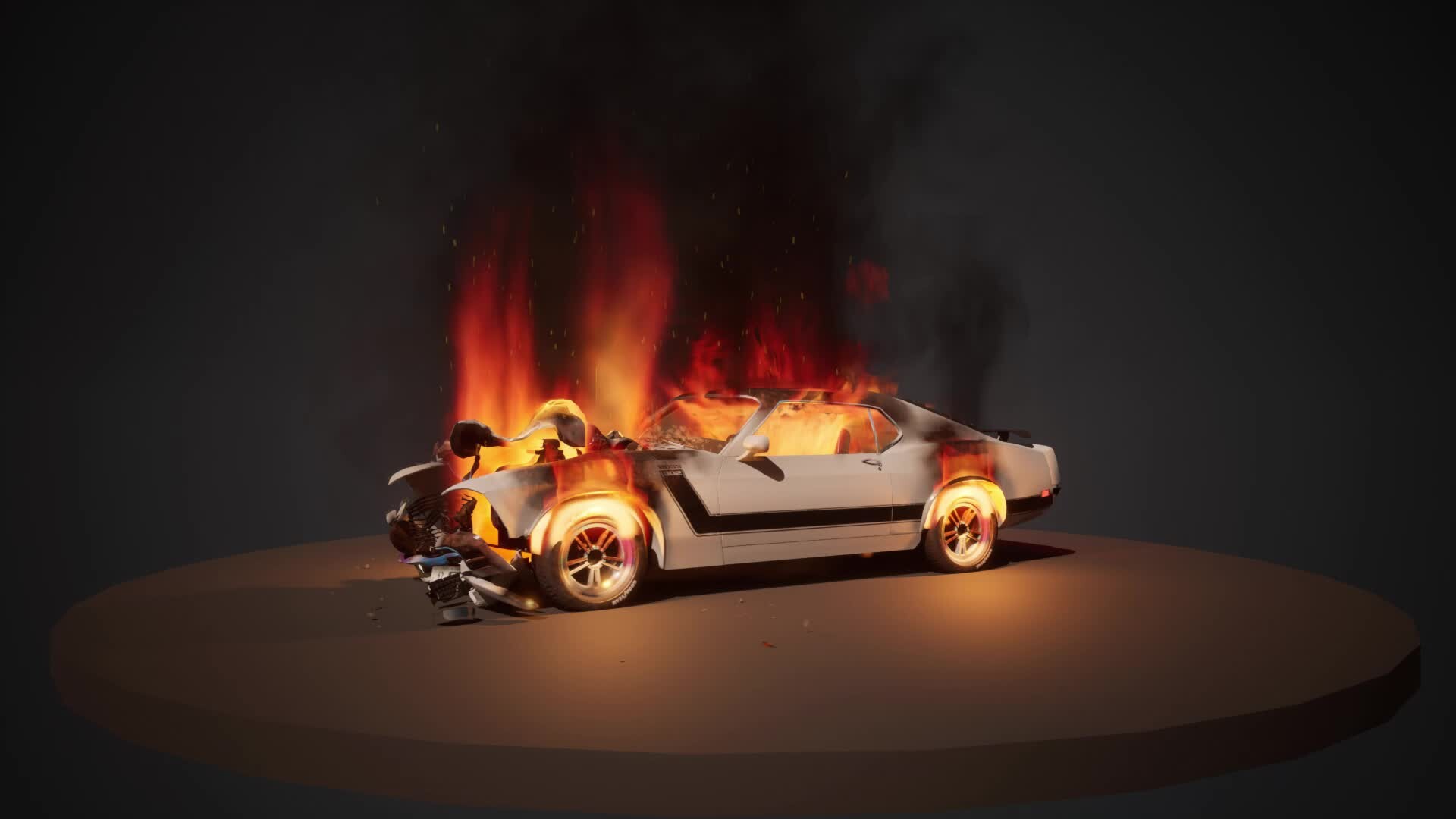 ArtStation - Crashed and Burning Mustang
