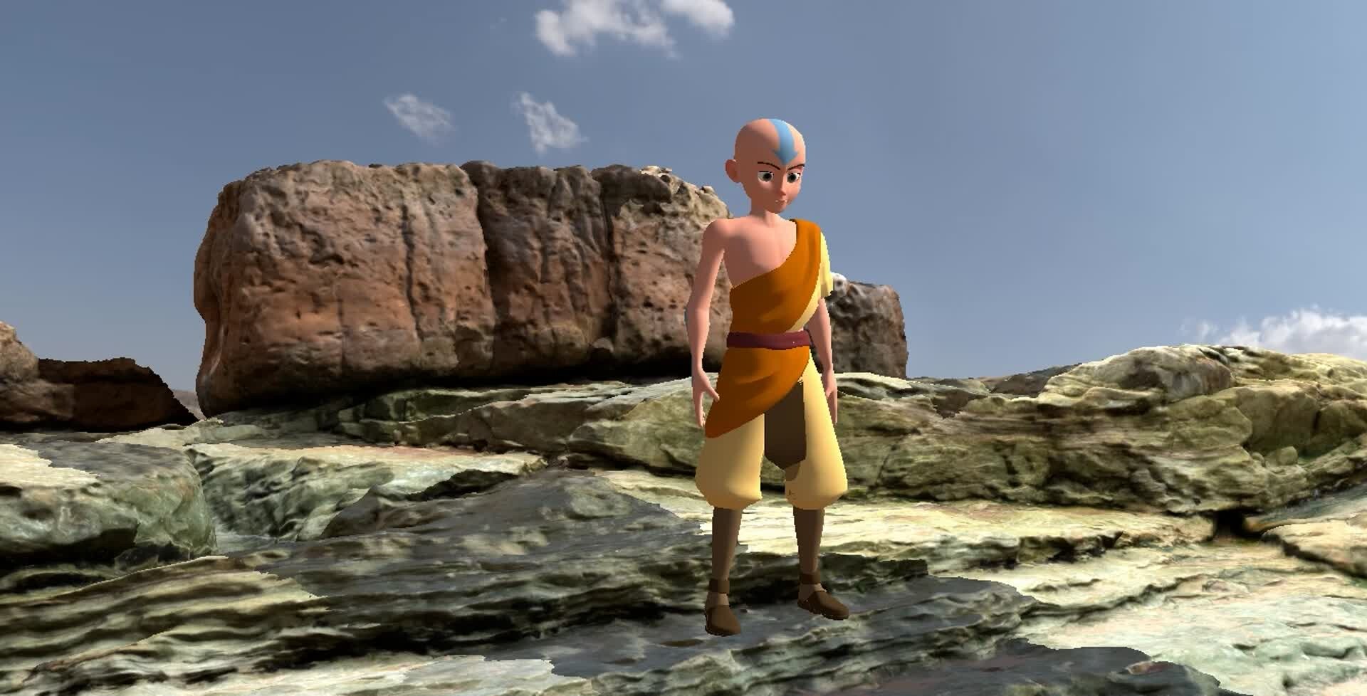 ArtStation - Aang element training! (wip)