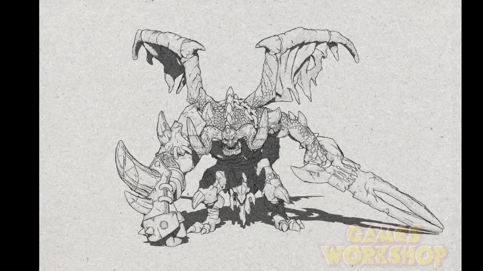 ArtStation - Daemon Prince of Khorne. 3D Sketch Concept.