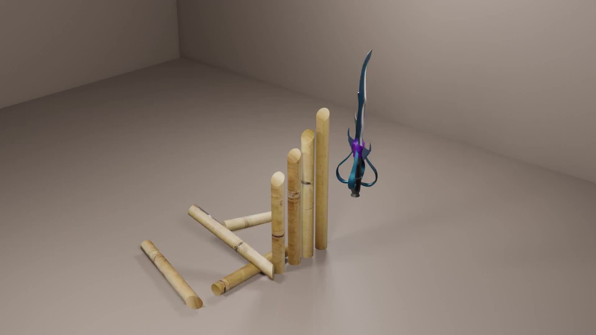 ArtStation - Cutting bamboo with a sword assets and animation from scratch