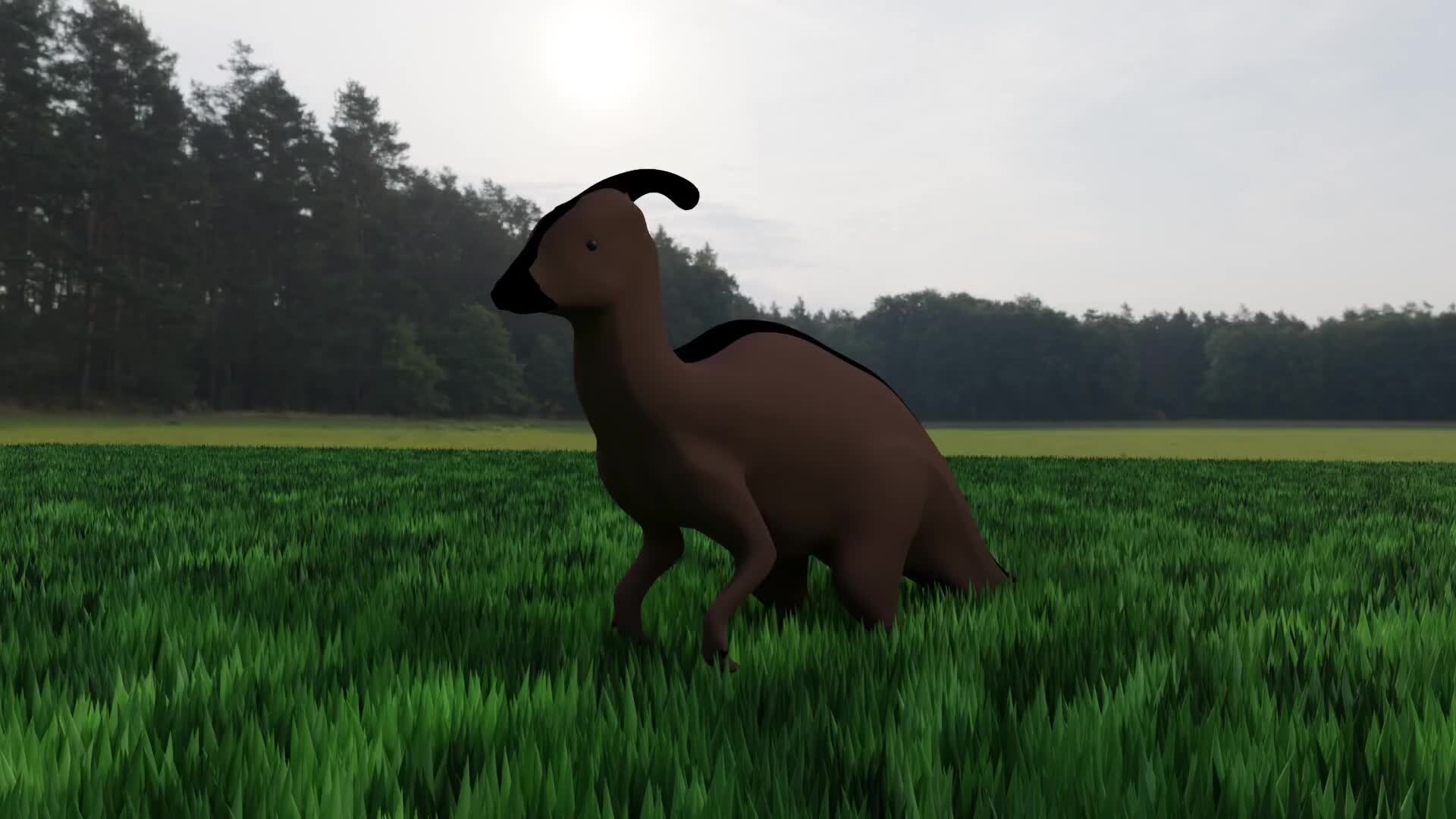 ArtStation - Dinosaur Parasaurolophus eating grass