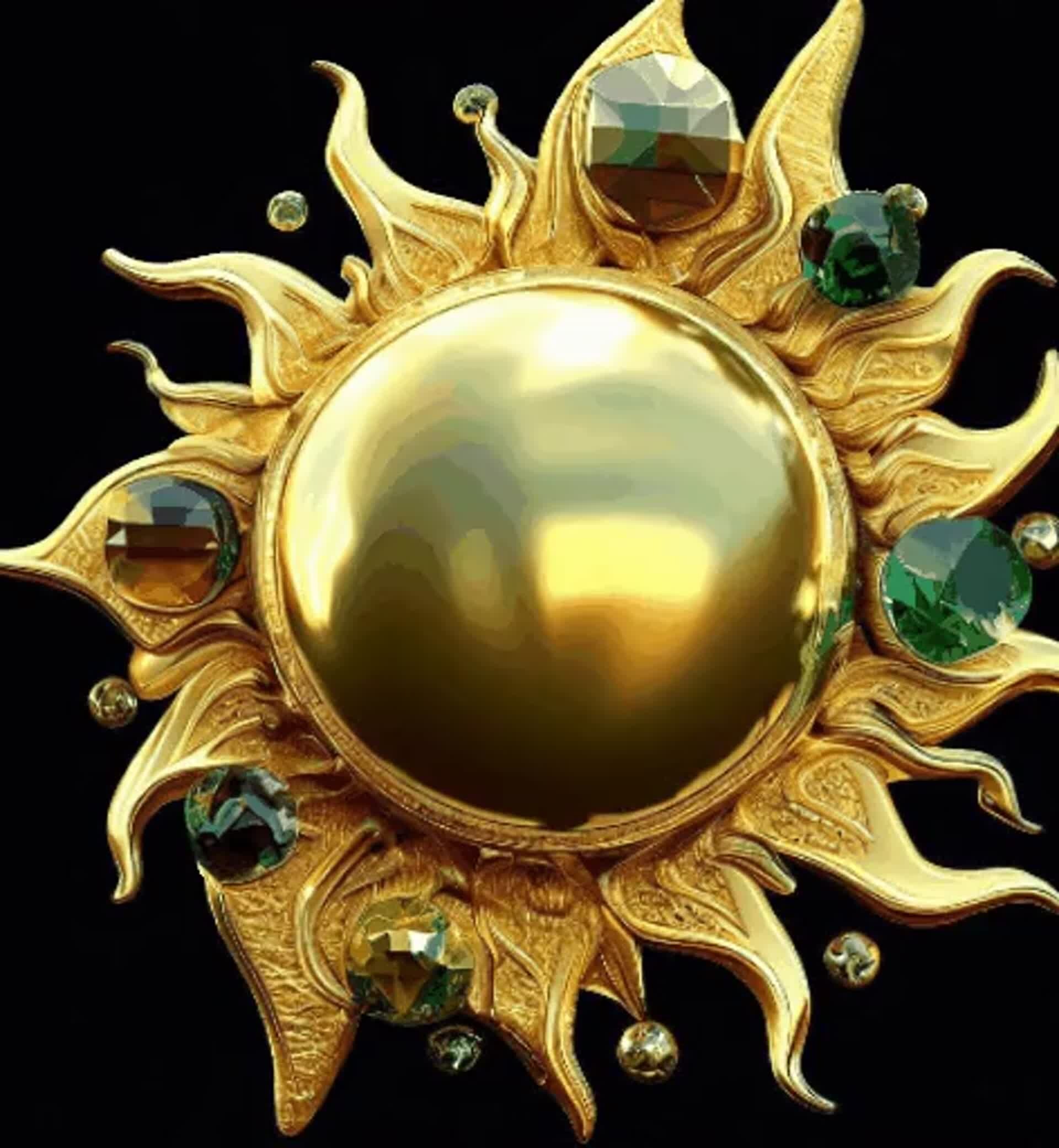 ArtStation - gold sun with embedded gemstones