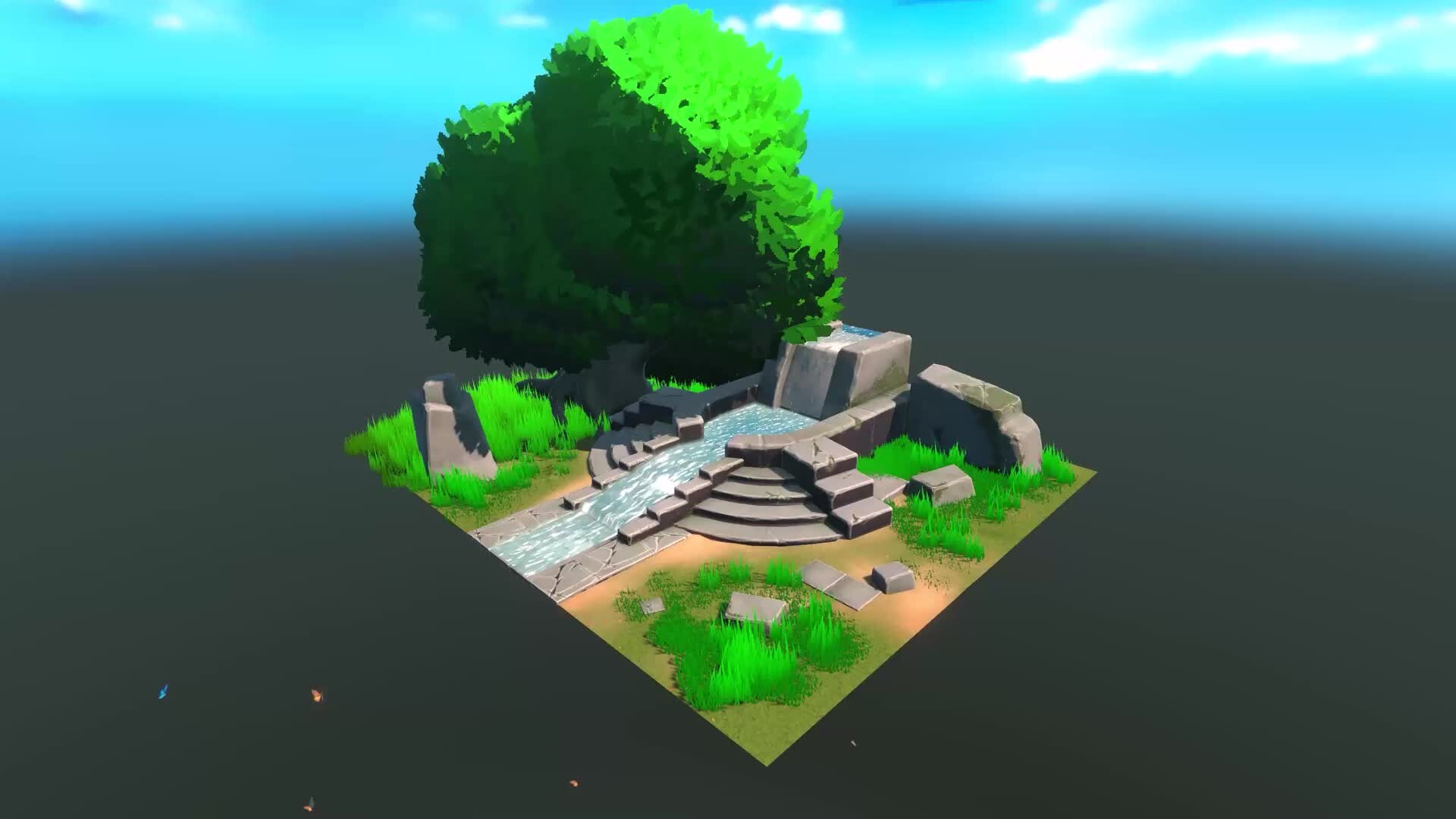 ArtStation - Stylized Pedestal Waterfall