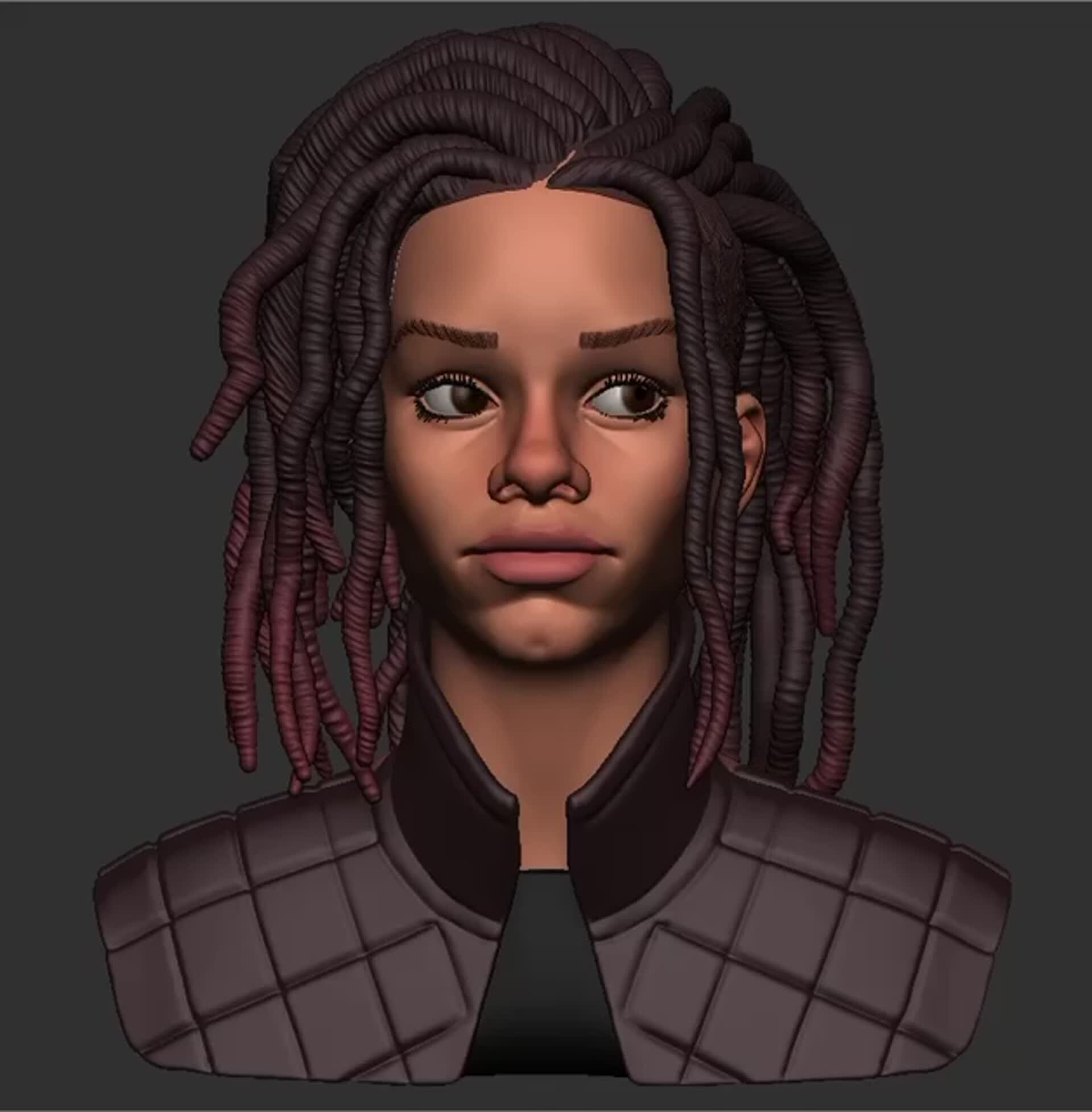 ArtStation - Semi-Stylized Girl with Dreadlocks Bust