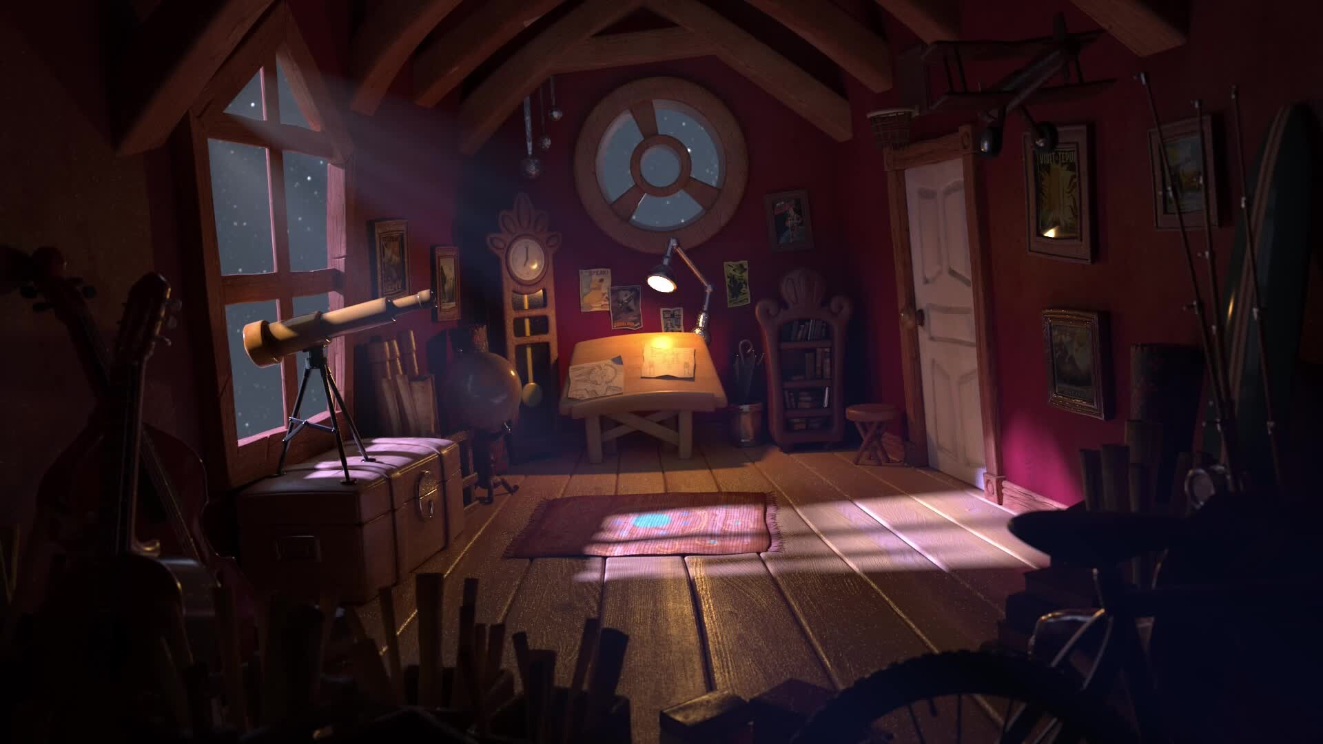 ArtStation - Attic indoor lighting (At night)