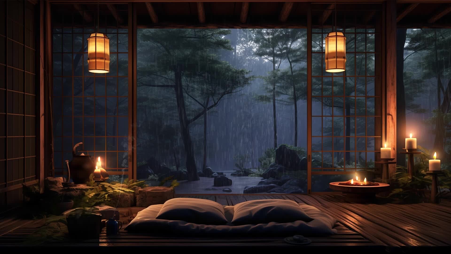 ArtStation - Cozy dojo in the rain