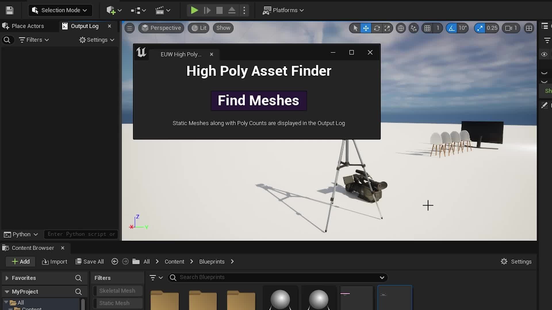 ArtStation - Unreal Engine Python Script - High Poly Mesh Finder