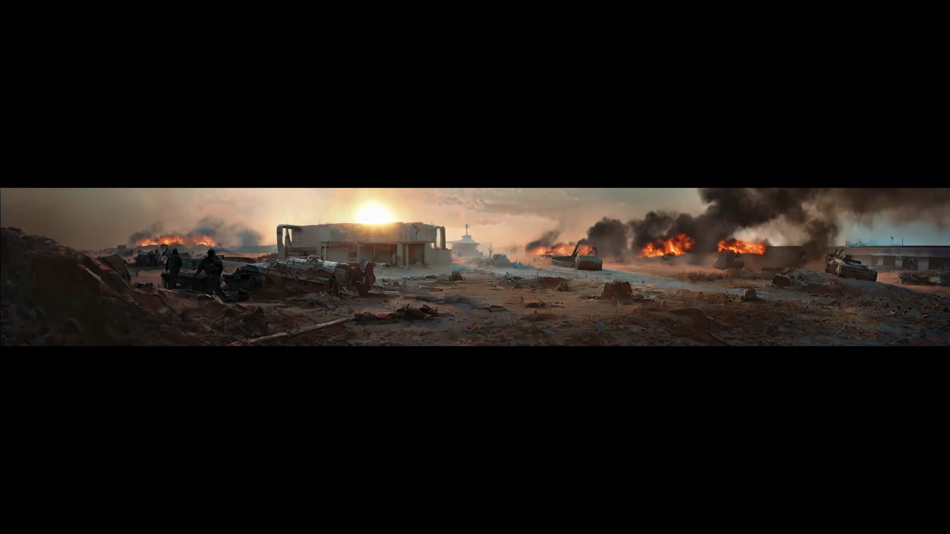 ArtStation - Warzone Desert Fire Panoramic Pre-viz 01.