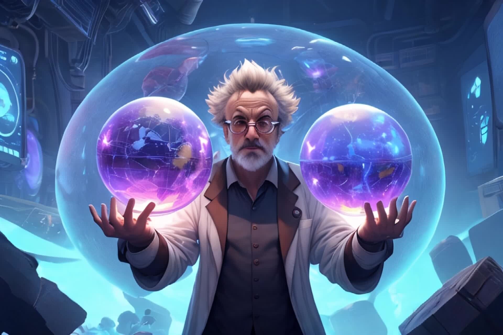 ArtStation - Mad scientist holds big orbs of trapped players!!