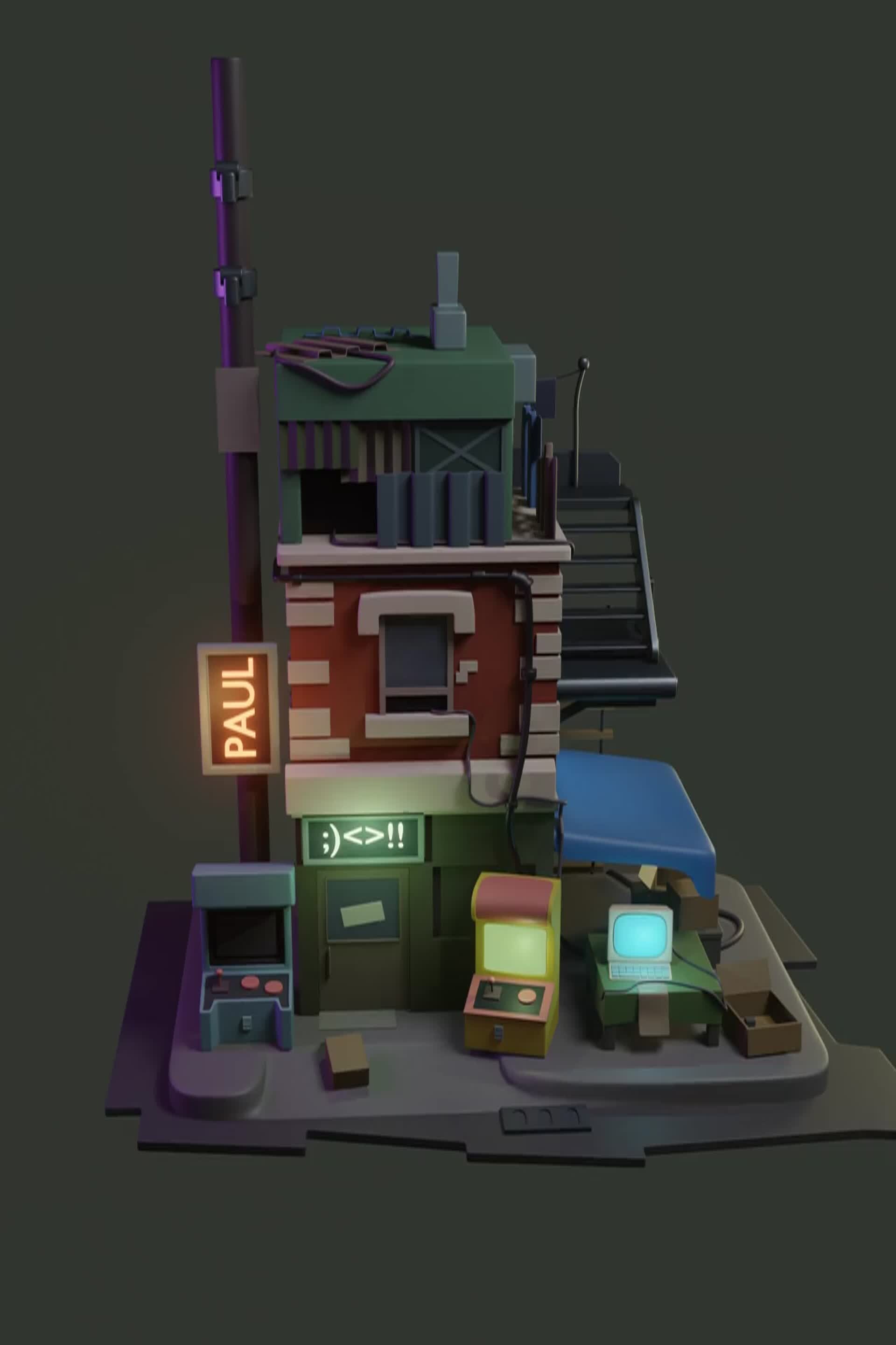 ArtStation - Retro Postapo Building (3d inspiration)