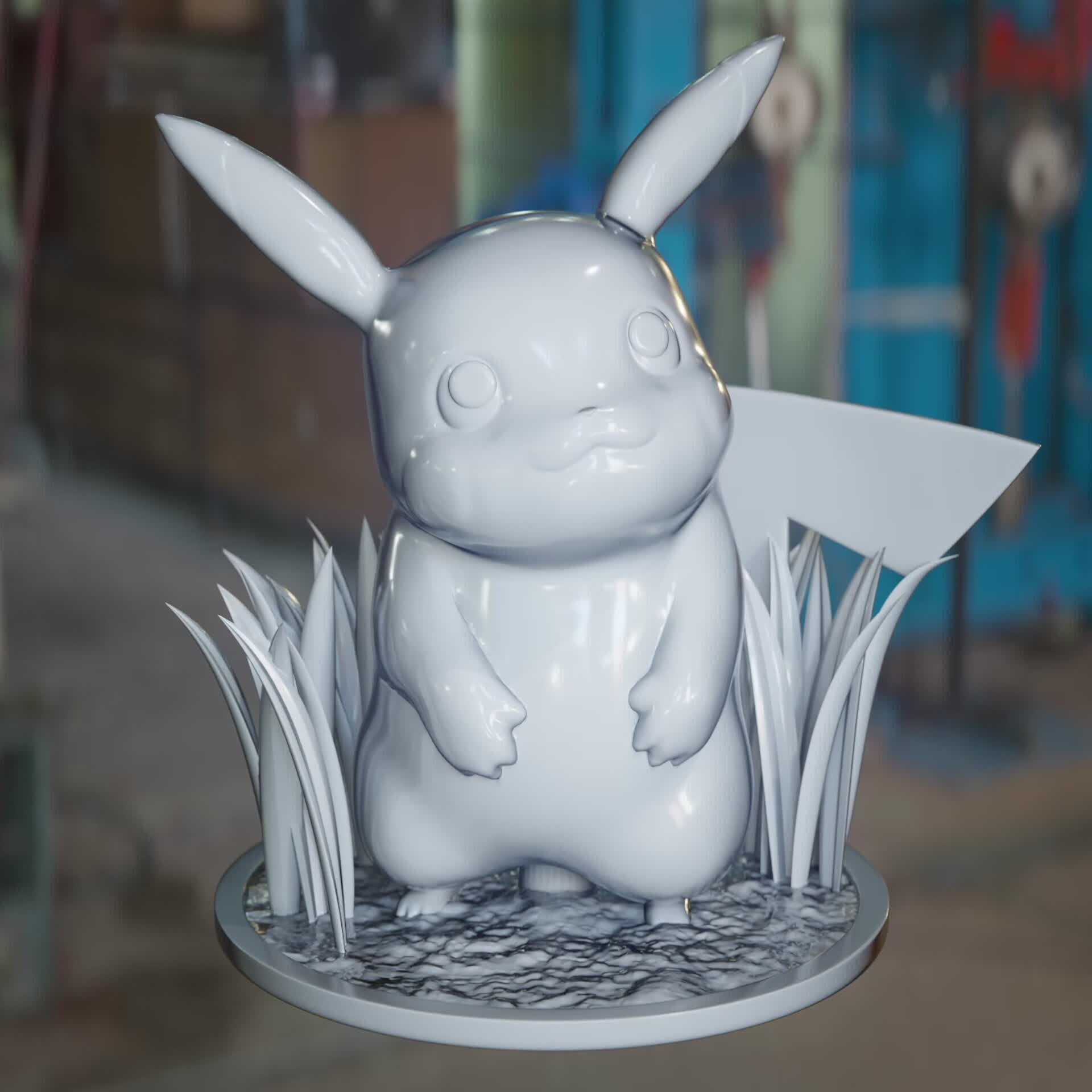ArtStation - Pikachu in the Tall grass (for 3D printing)