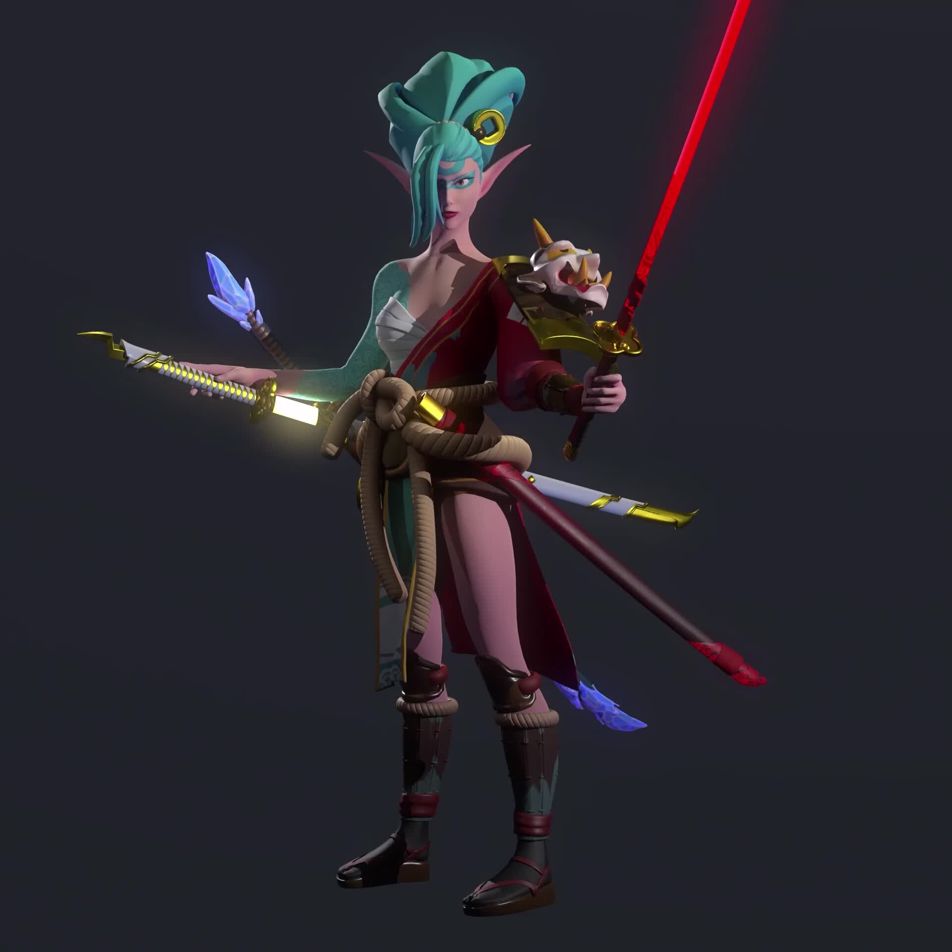 ArtStation - Think Tank Online - Intermediate Final - Elf Samurai Yunaesa