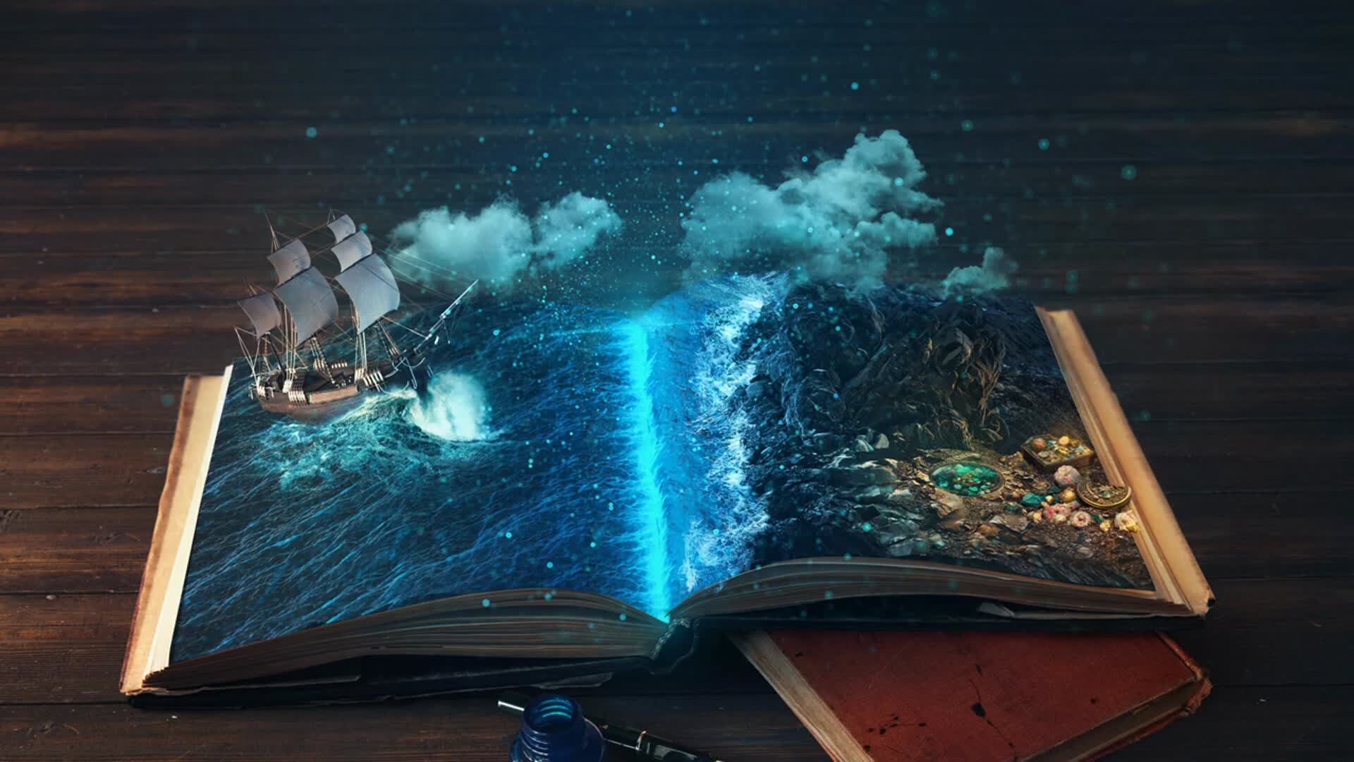 ArtStation - Magic book emitting magic particles