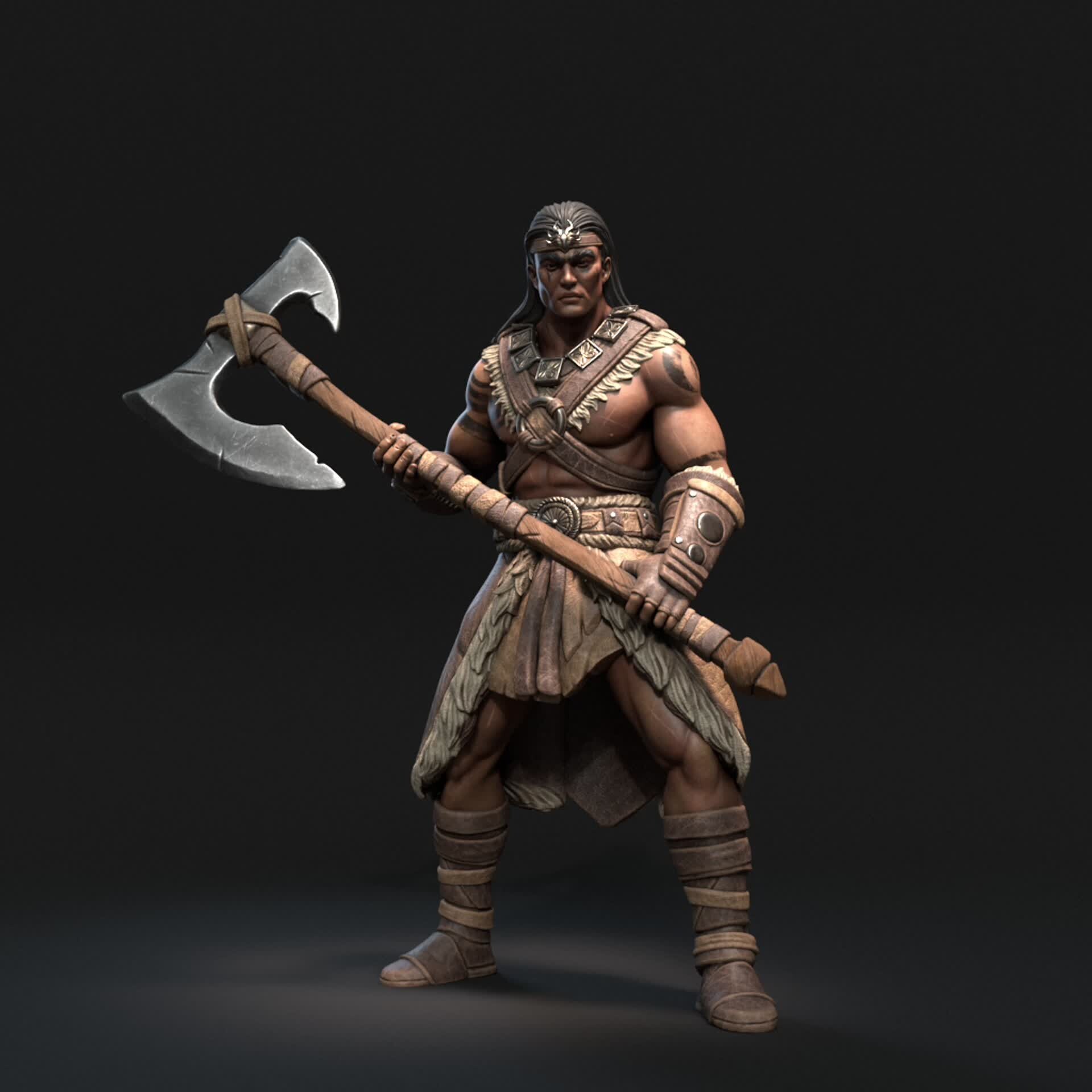 ArtStation - 1/24 Statue of Barbarian/Necromancer/Sorcecer