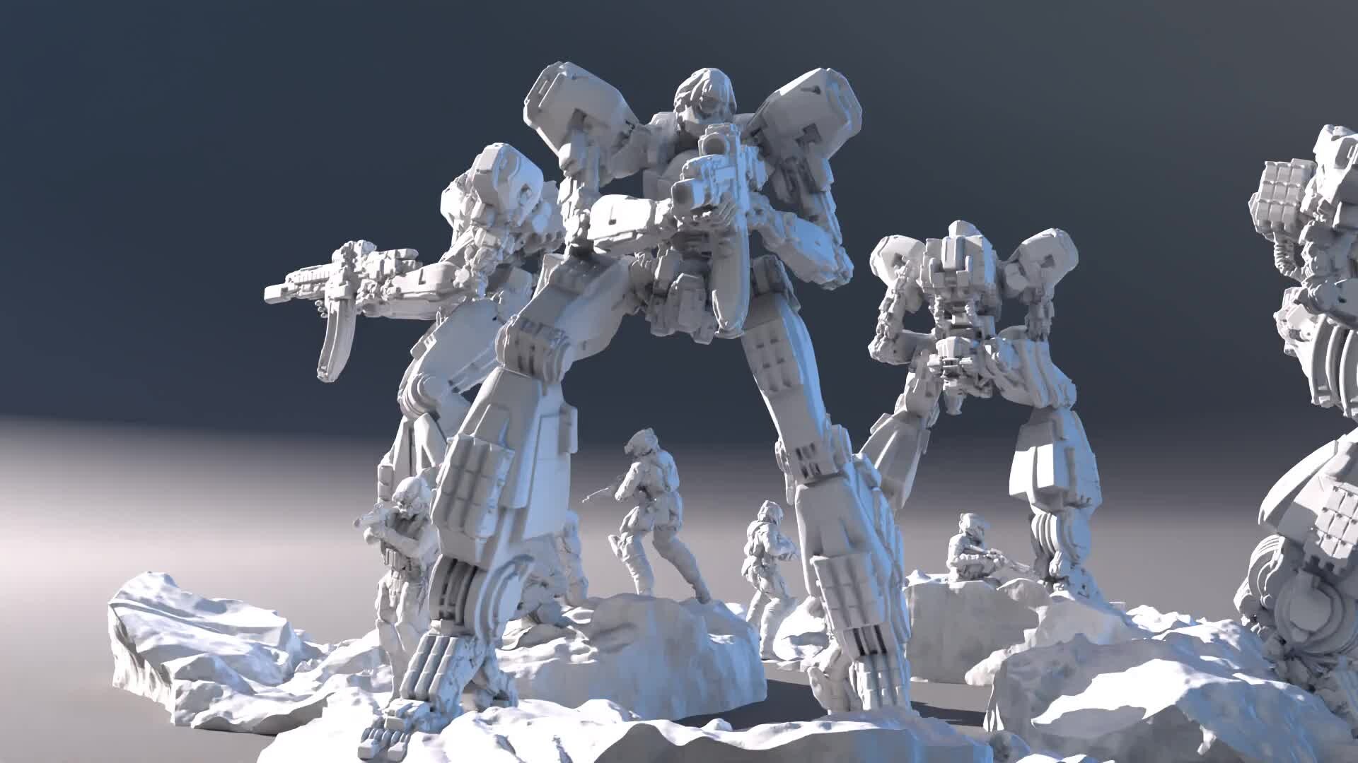 ArtStation - M12U Widowmaker Front Line Mechs
