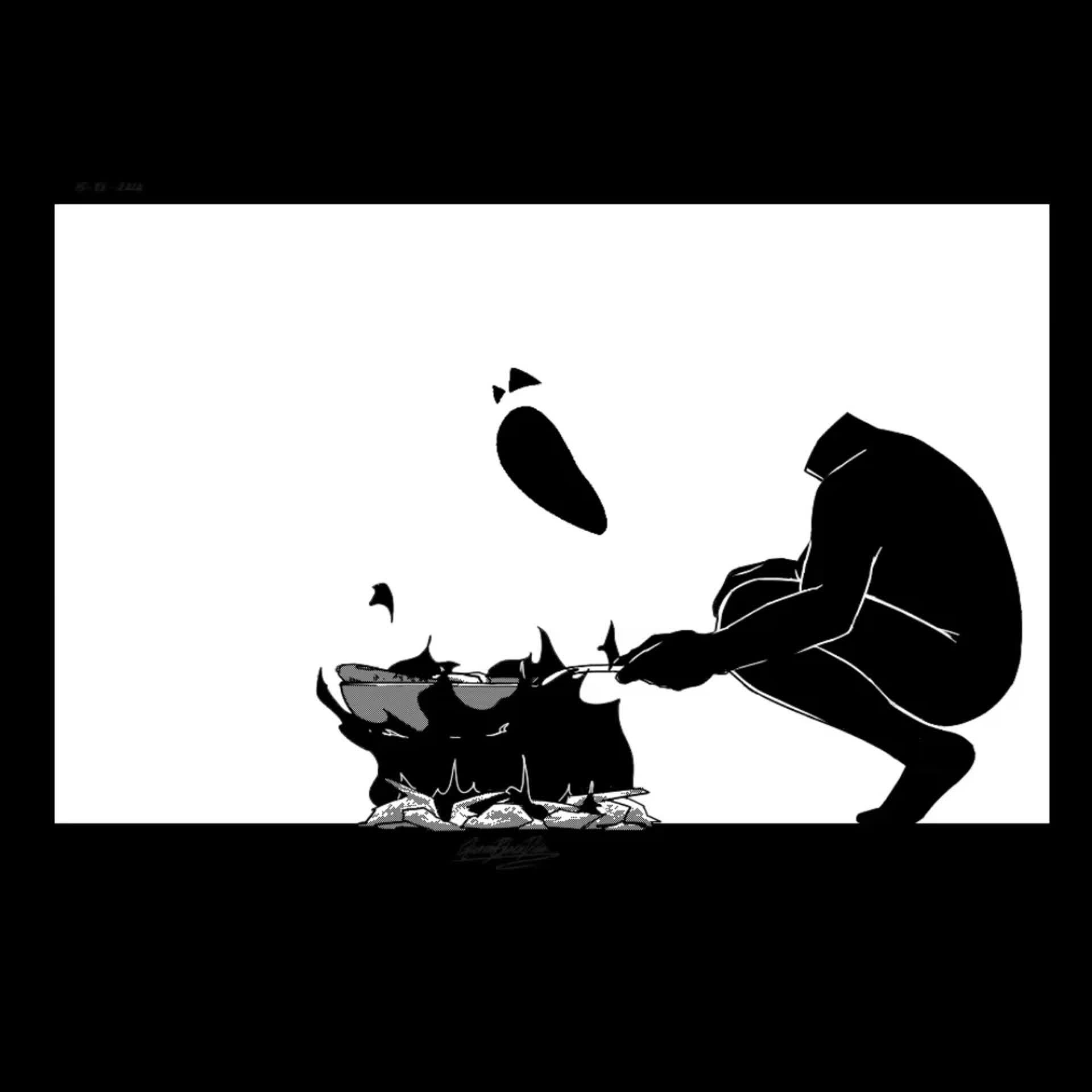 ArtStation - Campfire cooking (2D simple animation)