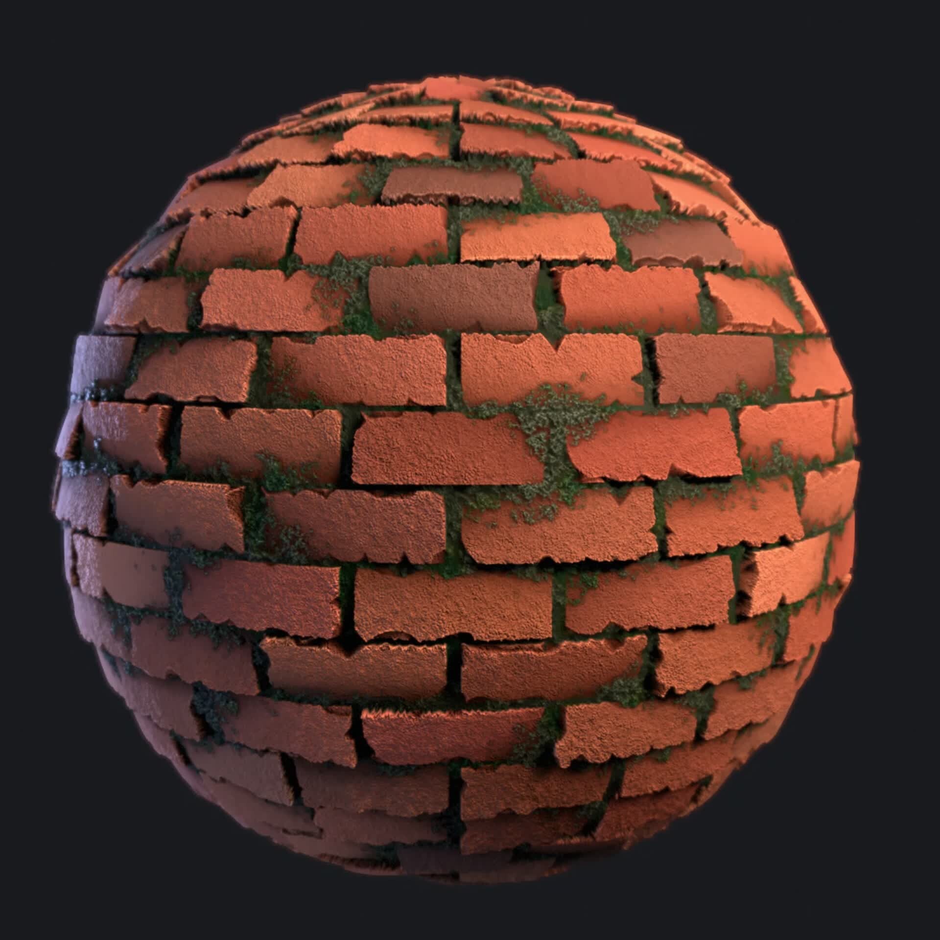 ArtStation - Mossy brick PBR material | Substance designer