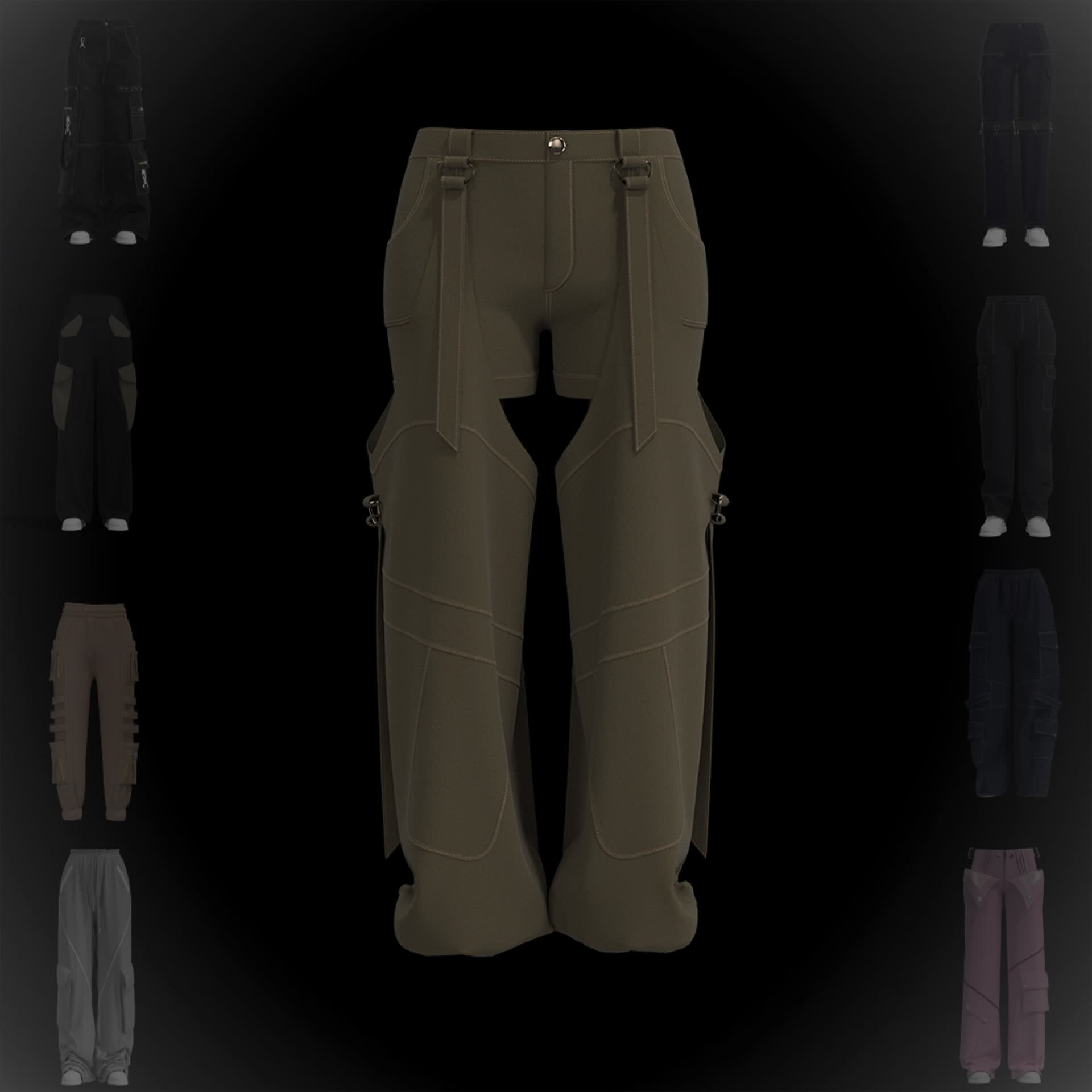 ArtStation - 9 cargo pants (zprj files + obj + fbx + uvs +texture sets)