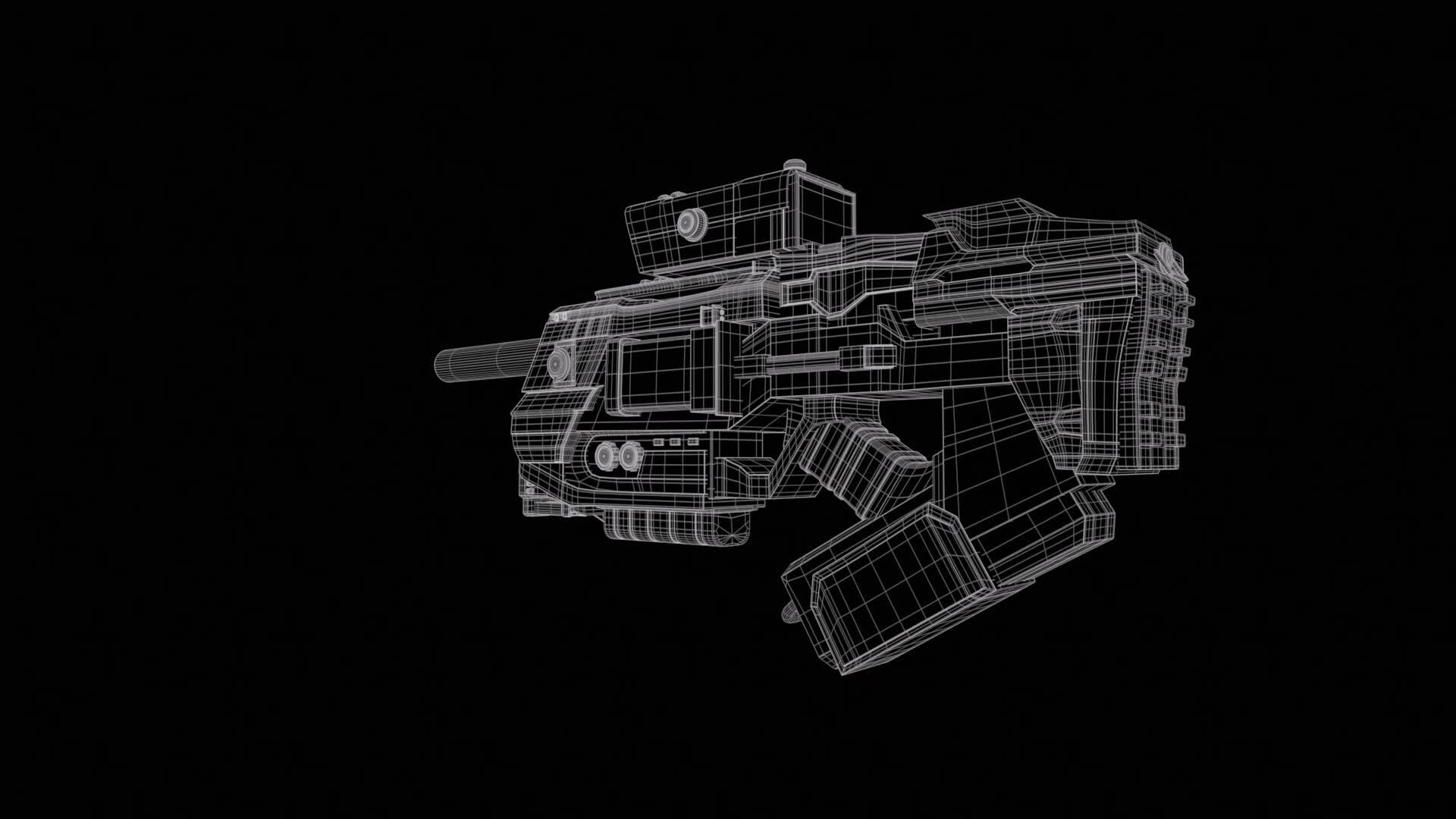 ArtStation - 3d sifi gun wireframe