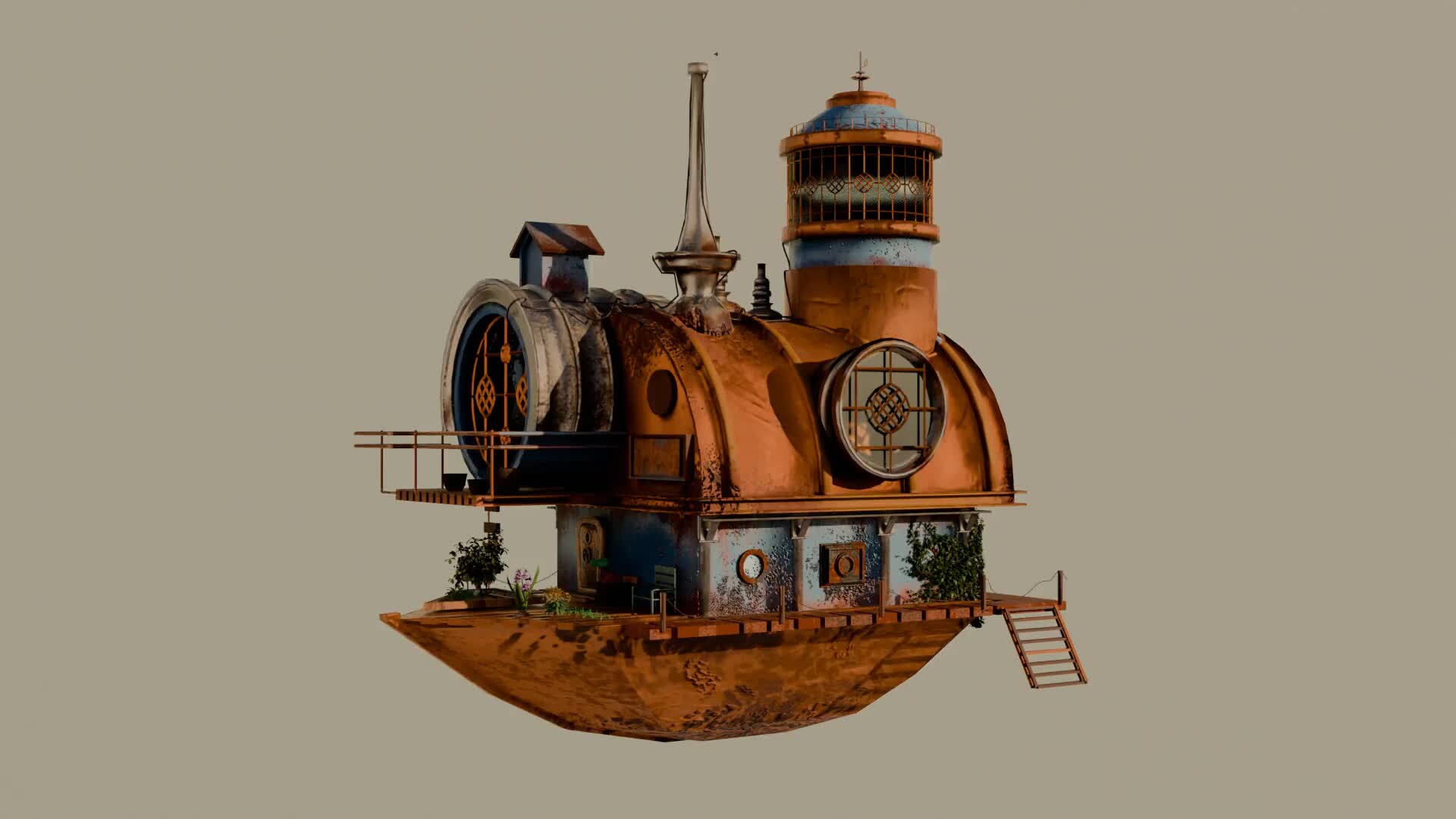ArtStation - Steampunk home/ship