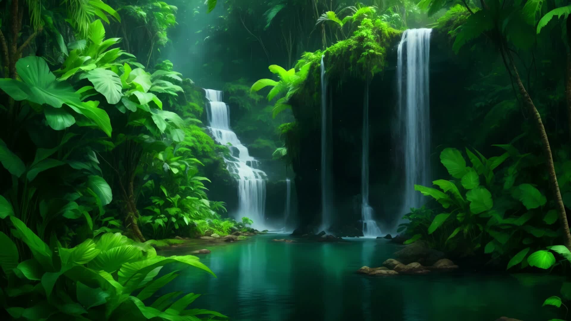 ArtStation - Tropical Waterfalls animated wallpaper