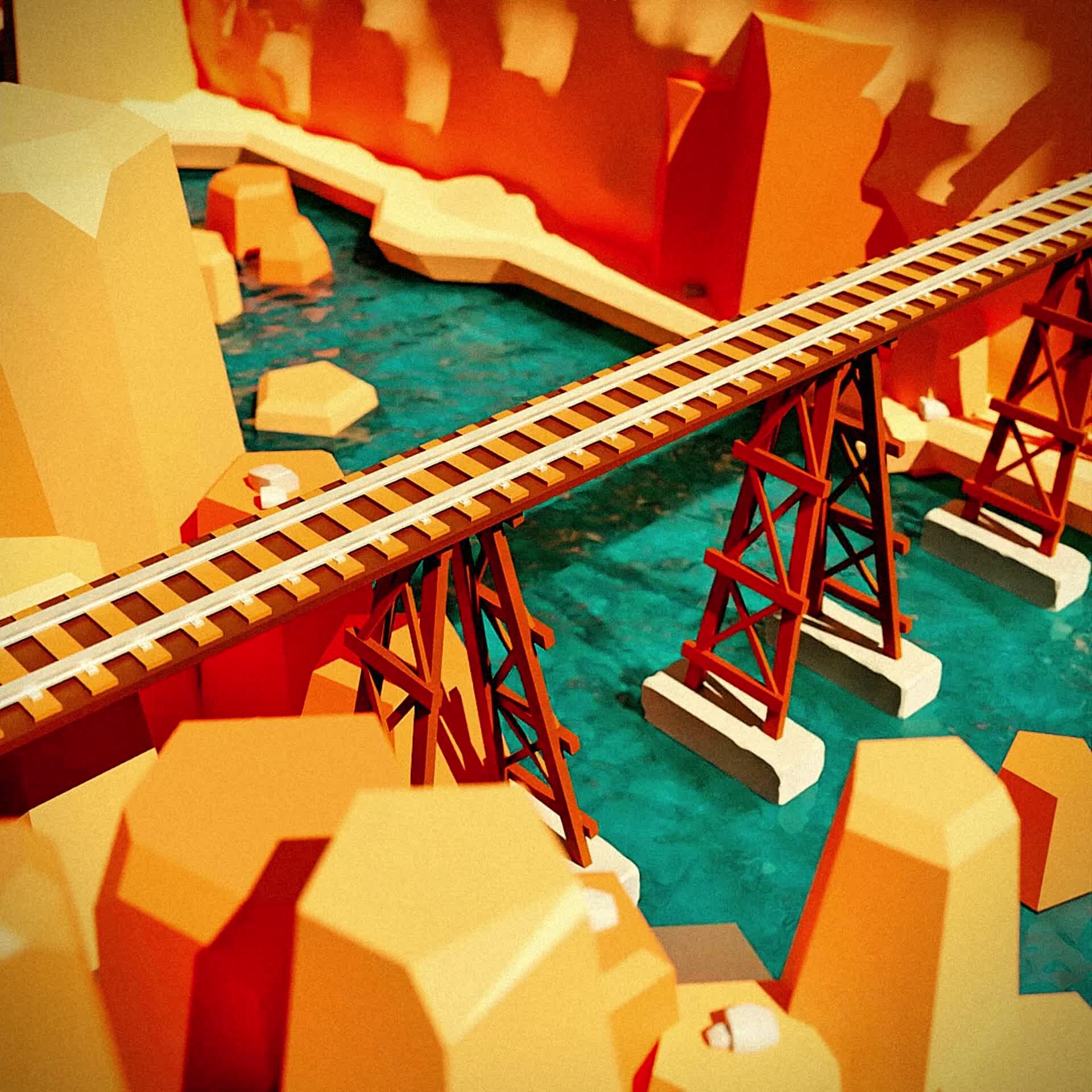 ArtStation - train on mountain