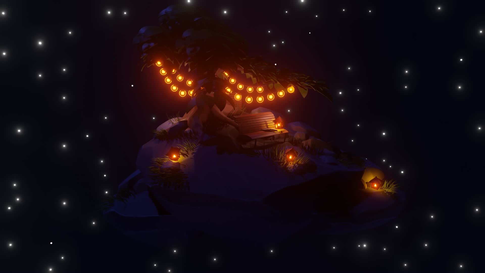 ArtStation - Floating island at night