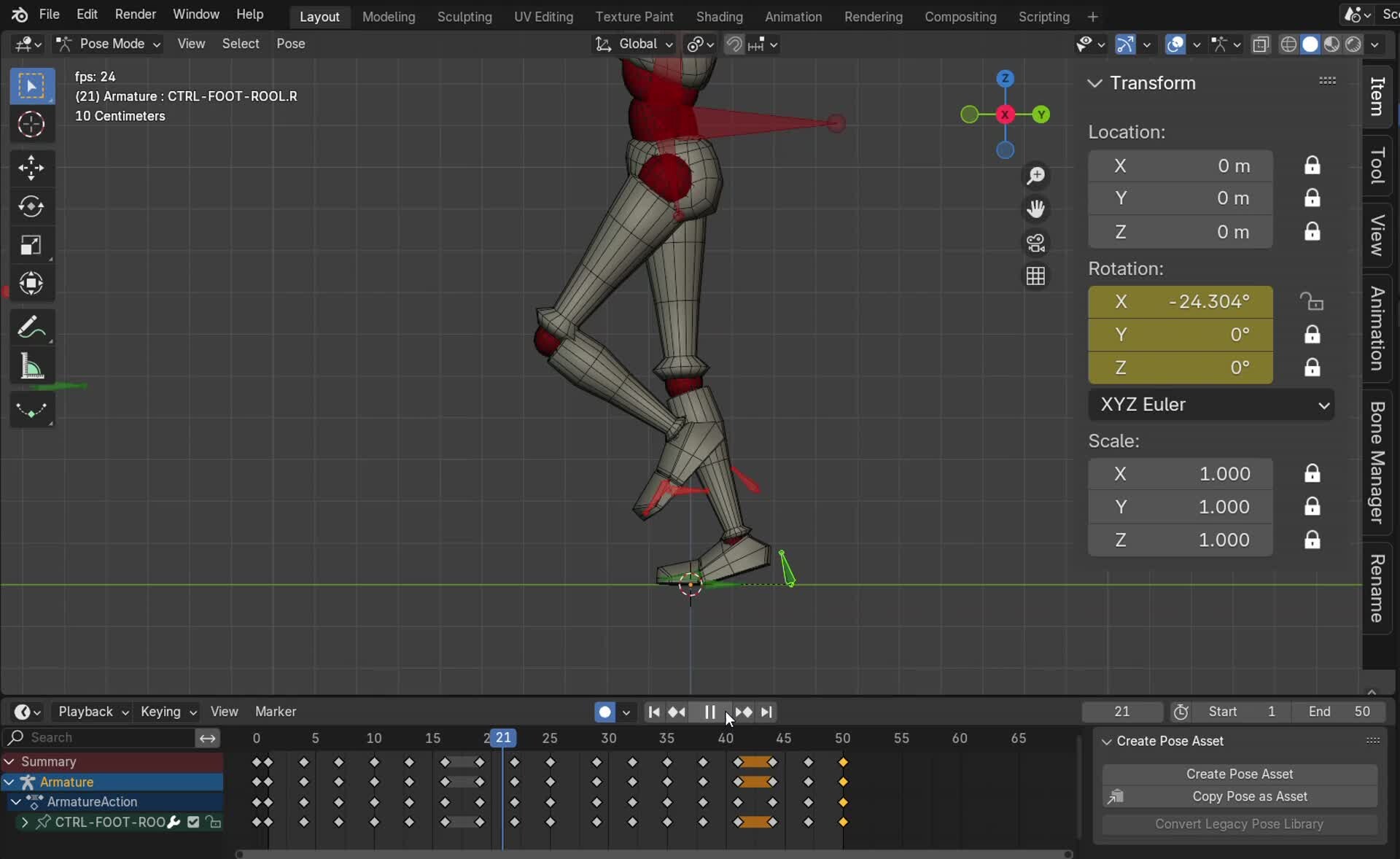 ArtStation - Walking cycle - Simple rigging