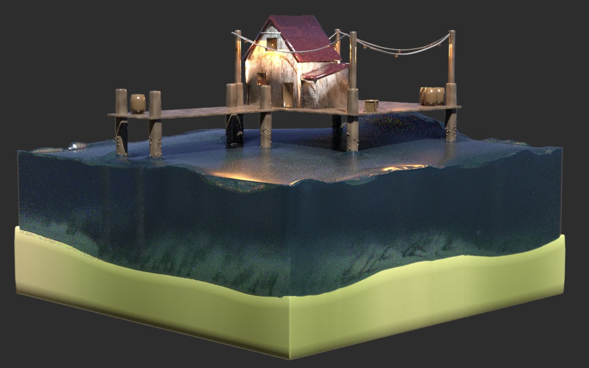 ArtStation - Houdini Fluid and vellum sim practice