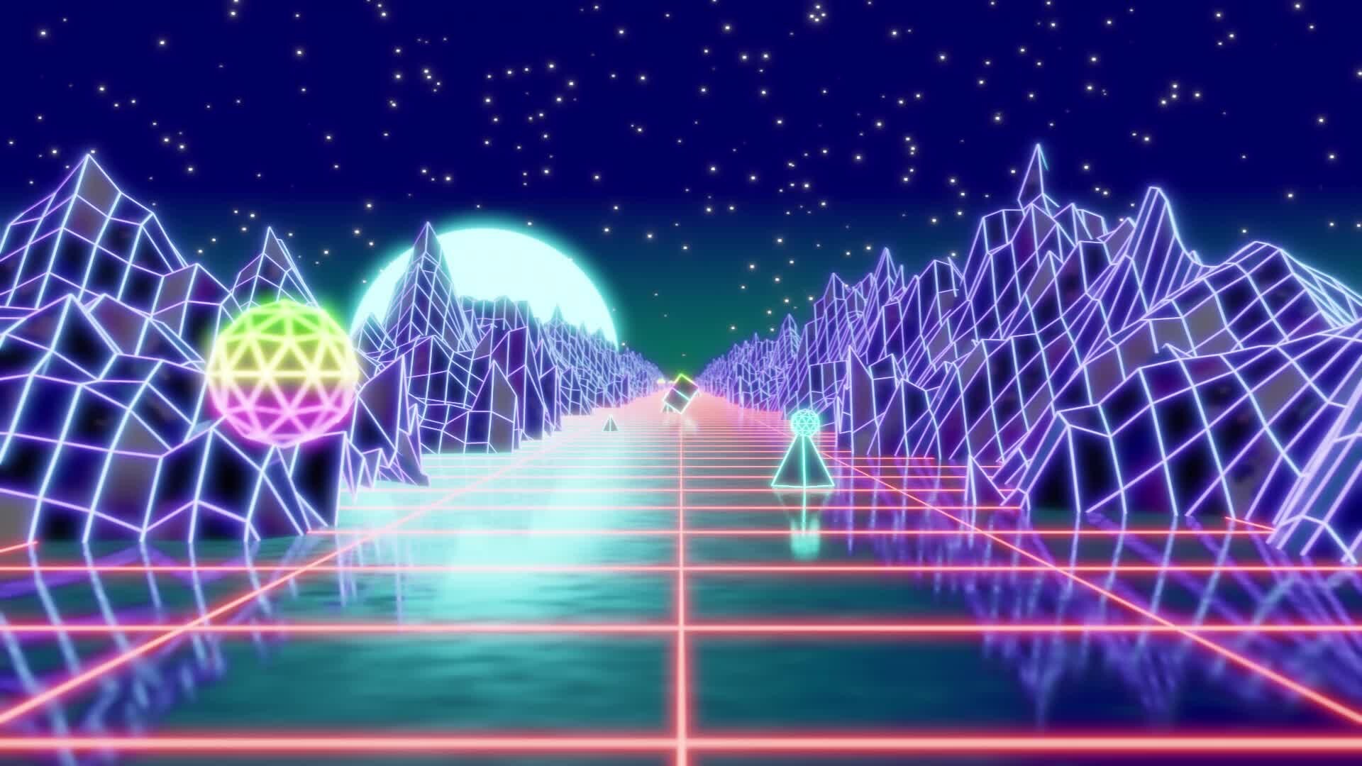 ArtStation - Futuristic Retro Grid Loop Animation