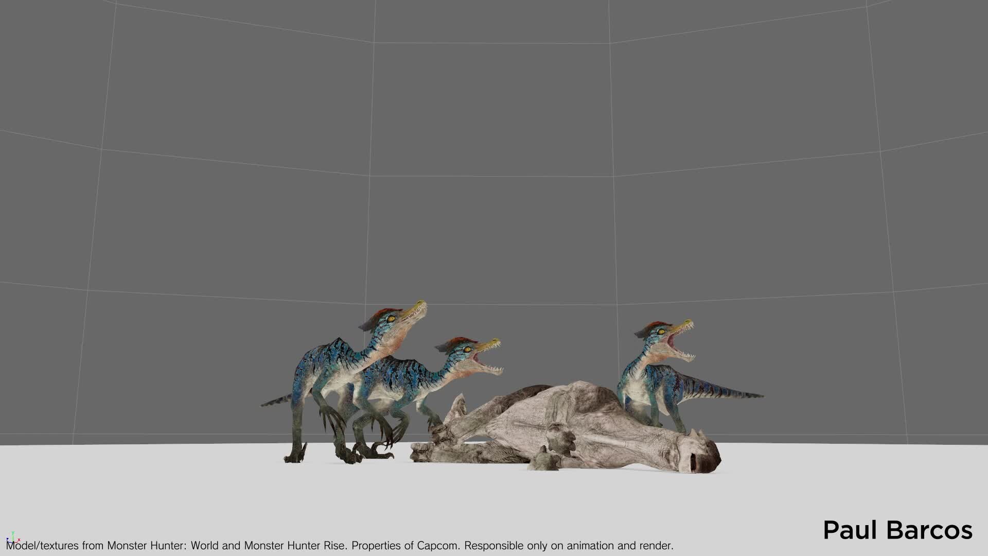 ArtStation - Rathalos and Velociprey scenes from Monster Hunter 1 Intro.