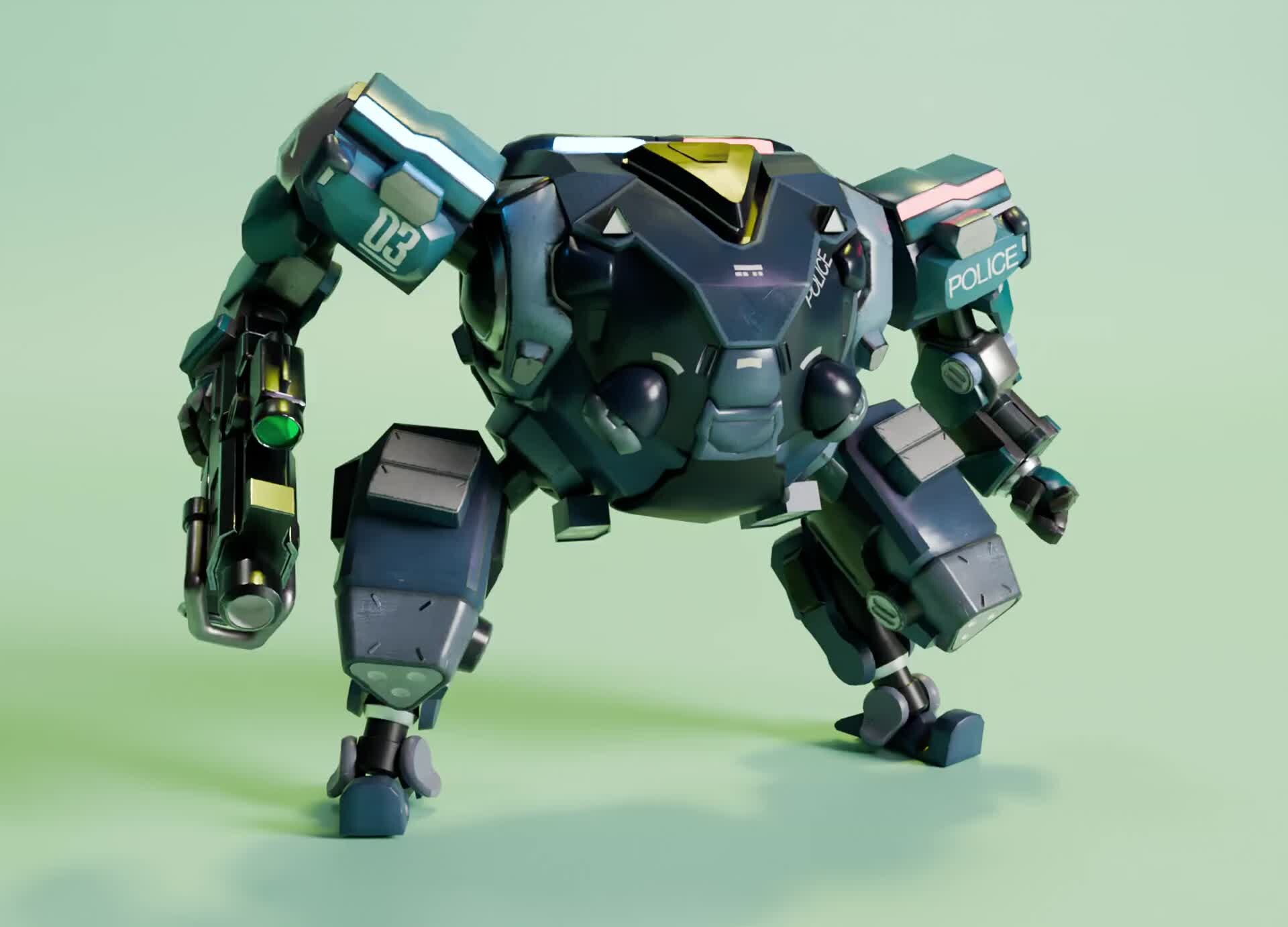 ArtStation - XEM-2r1 Police Mech Suit [Blender]