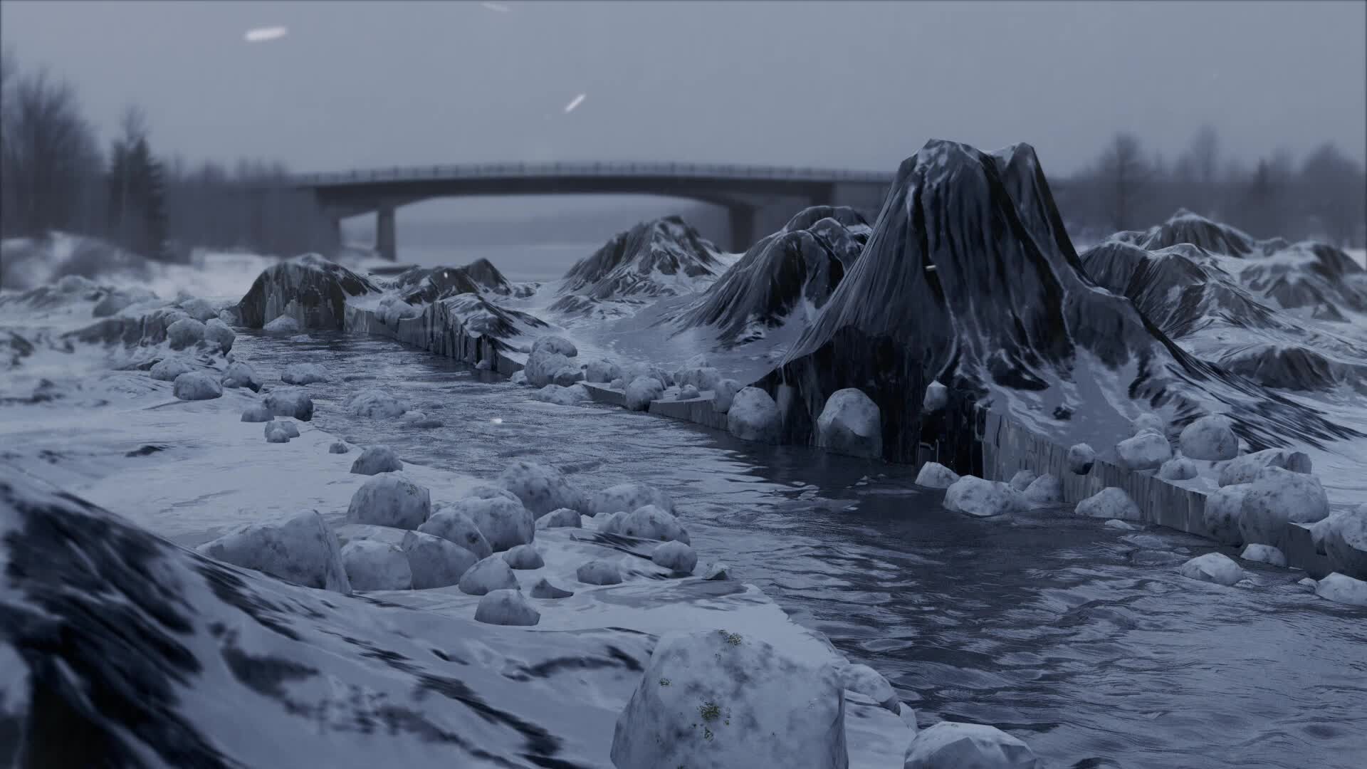 ArtStation - SNOW RIVER SIMULATION