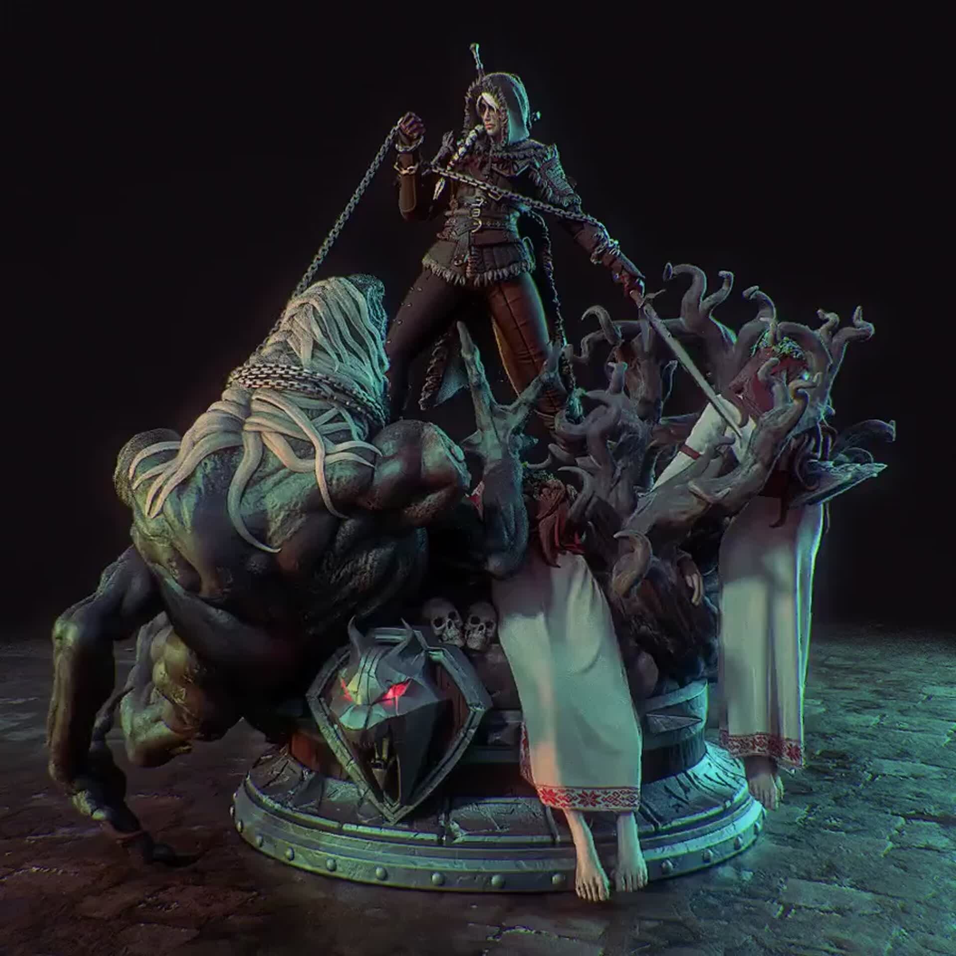 ArtStation - Ciri Fighting Bauk Diorama | Witcher 4 fan art