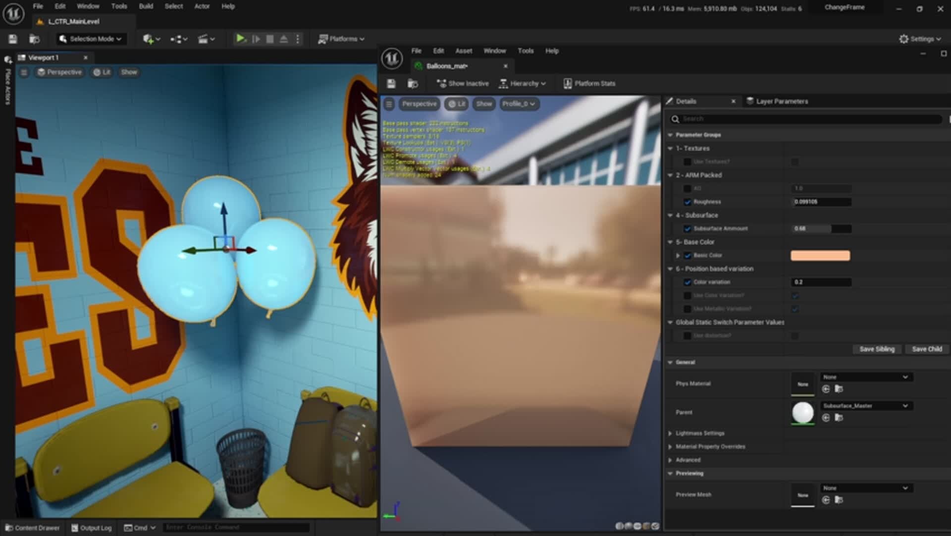 ArtStation - Subsurface shader with position based color variation.