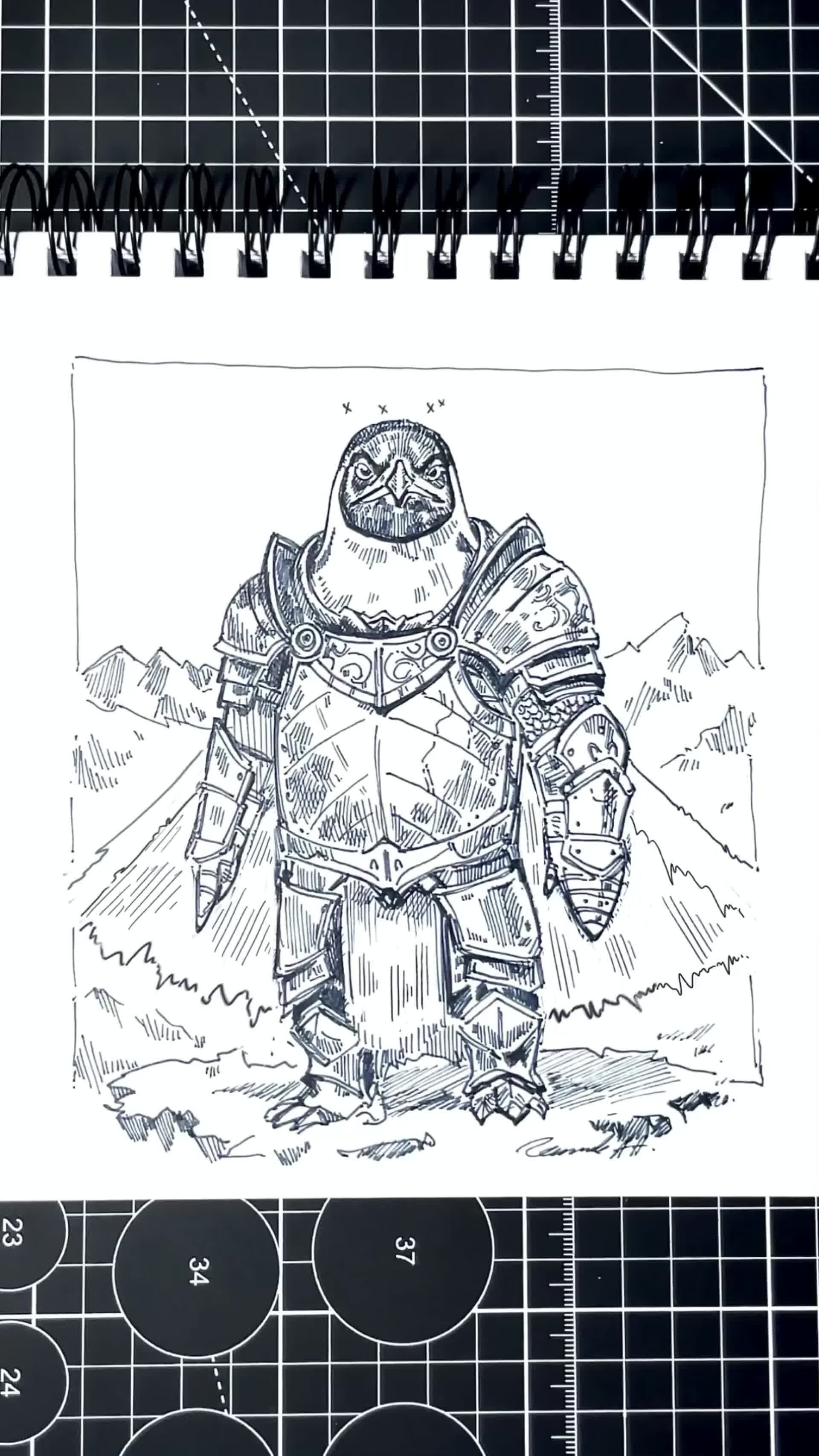 ArtStation - Knight Penguin | traditional drawing | fanart | aa.chernyshov