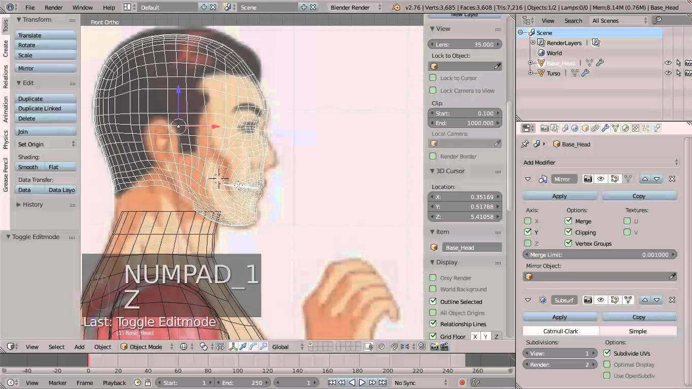 ArtStation - Introduction to Character Modeling in Blender (continue blocking head part 2 )
