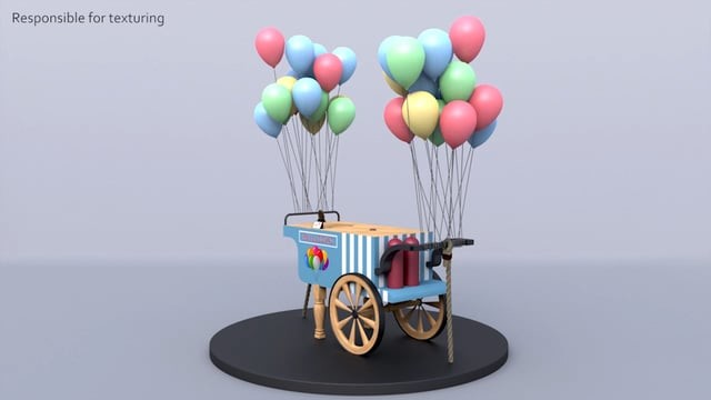 ArtStation - Turntable of balloon cart- Responsible for textures