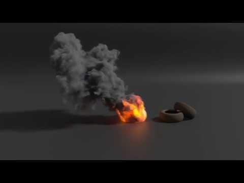 ArtStation - PYRO realistic fire 3D houdini Burning tire