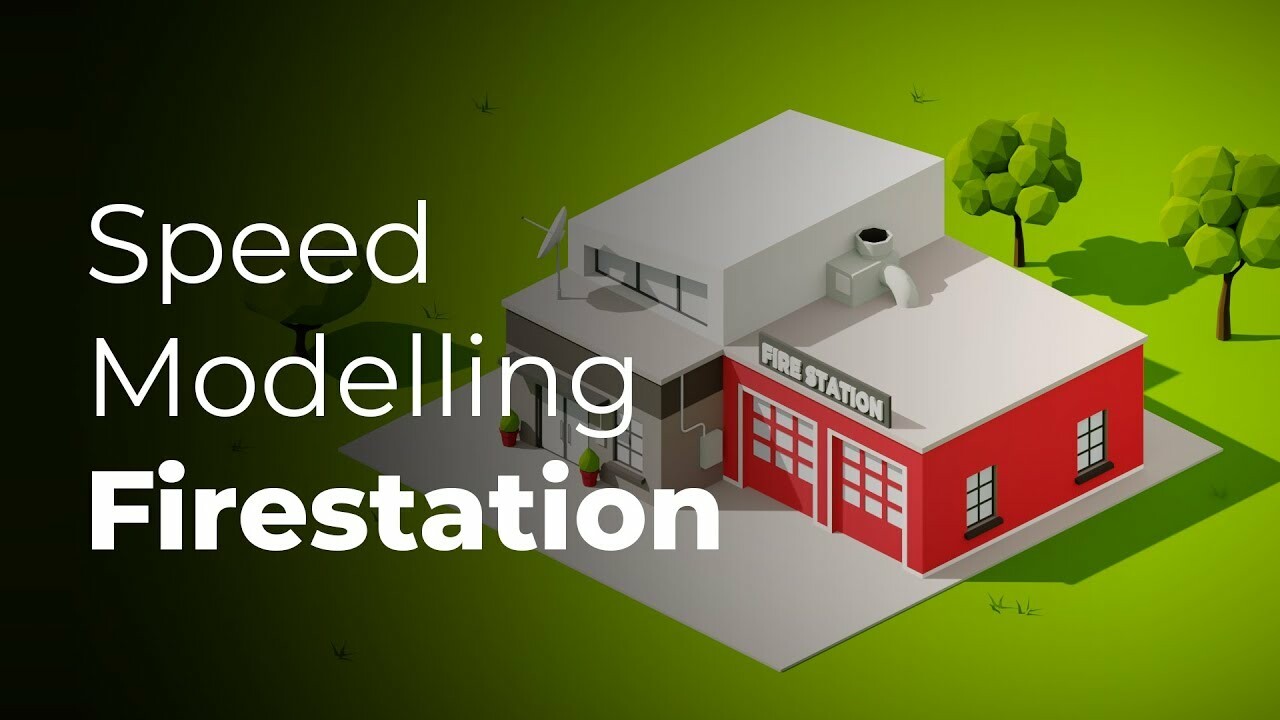 ArtStation - Low Poly Fire Station