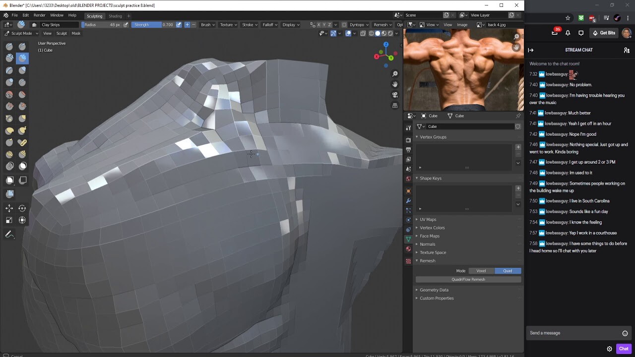 ArtStation - Sculpt Practice #8 - back and abs muscles