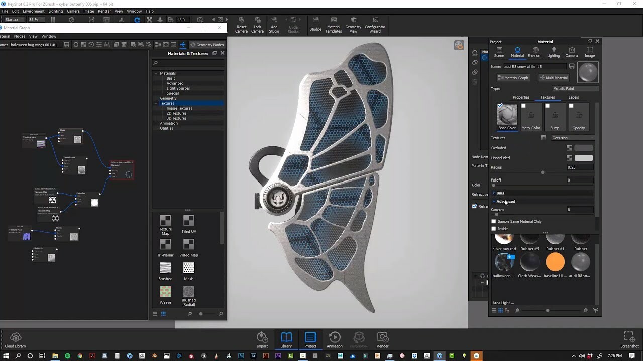 ArtStation - Keyshot: Cyber butterfly earbuds cover render timelapse